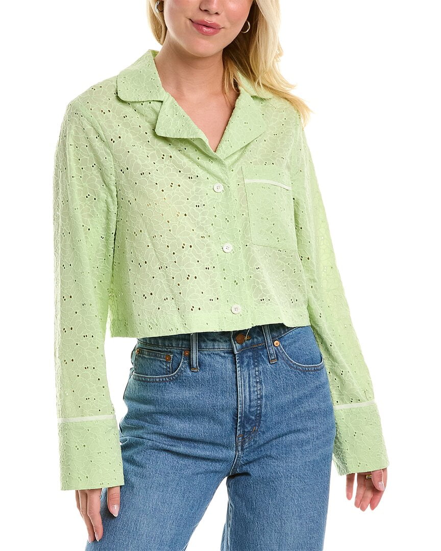 Derek Lam 10 Crosby womens Easton Pajama Blouse, 6, Green - Walmart.com