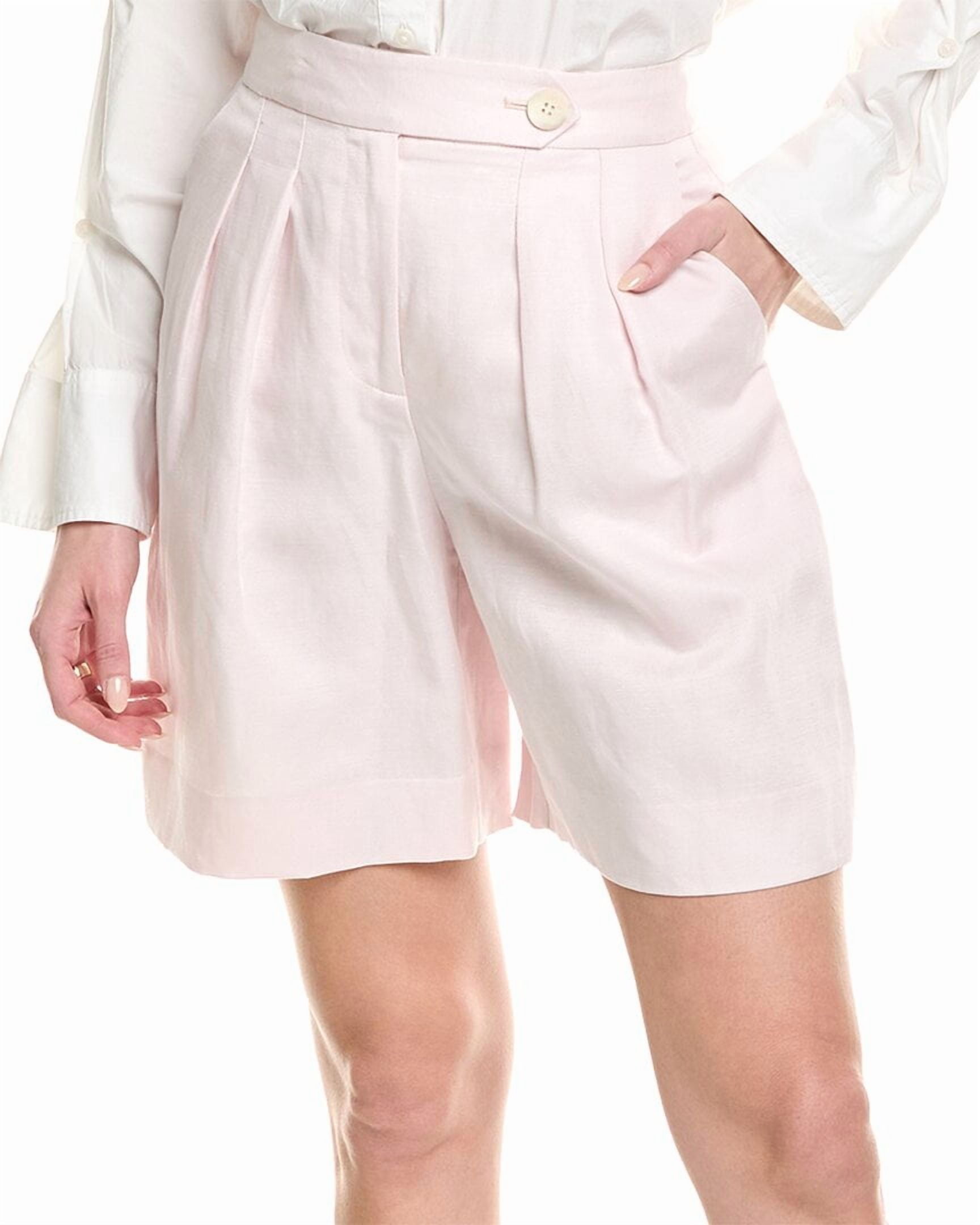 Derek Lam 10 Crosby womens Terri Wide Leg Linen-Blend Short, 2, Pink ...