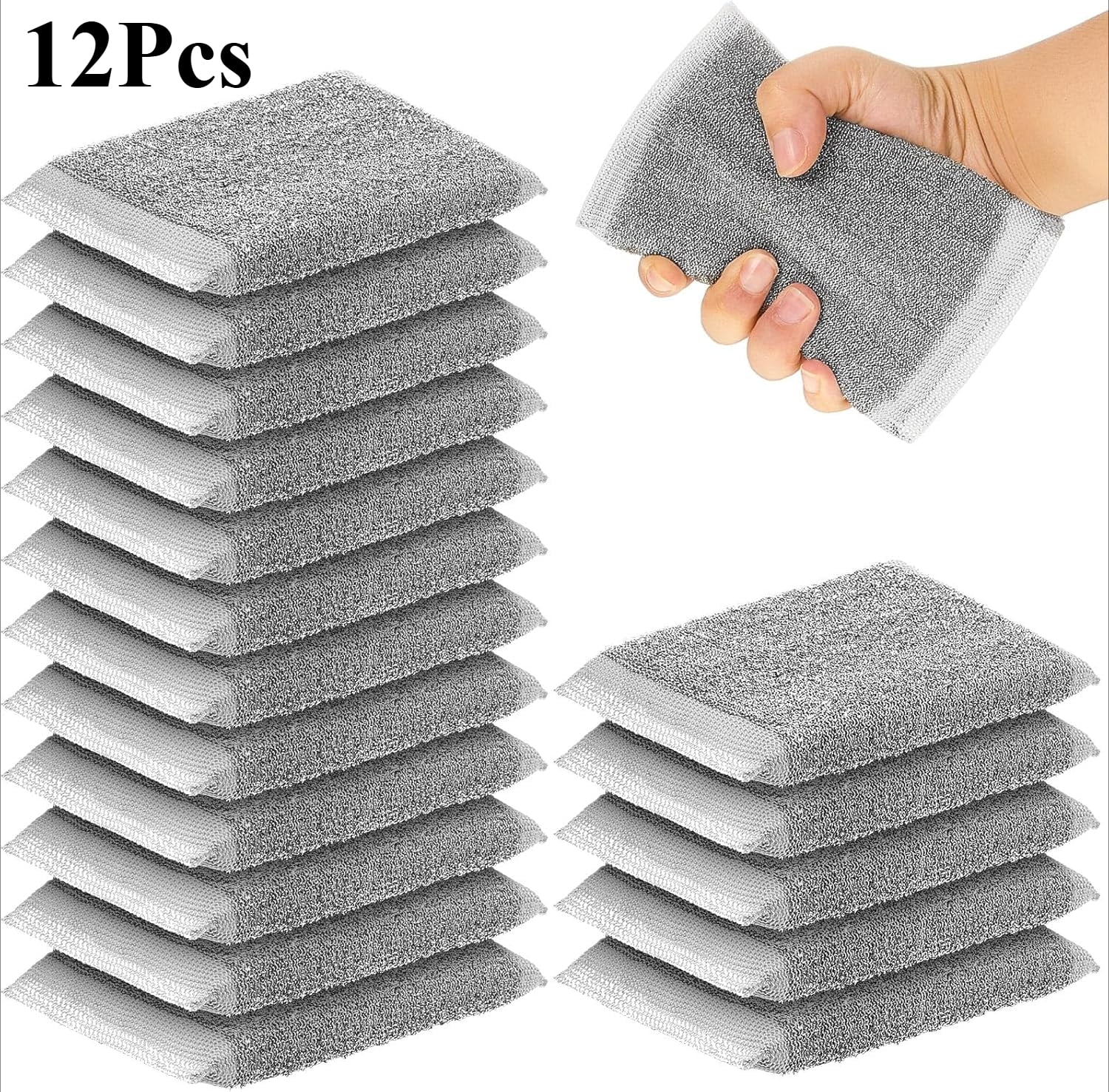 Derest 12 Pack/24 Pack Steel Scrub Sponges for Dishes, Non Scratch ...
