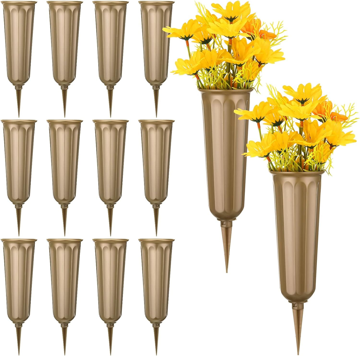 Derest 12 Pcs Cemetery Vases with Spikes Plastic Memorial Floral Grave ...