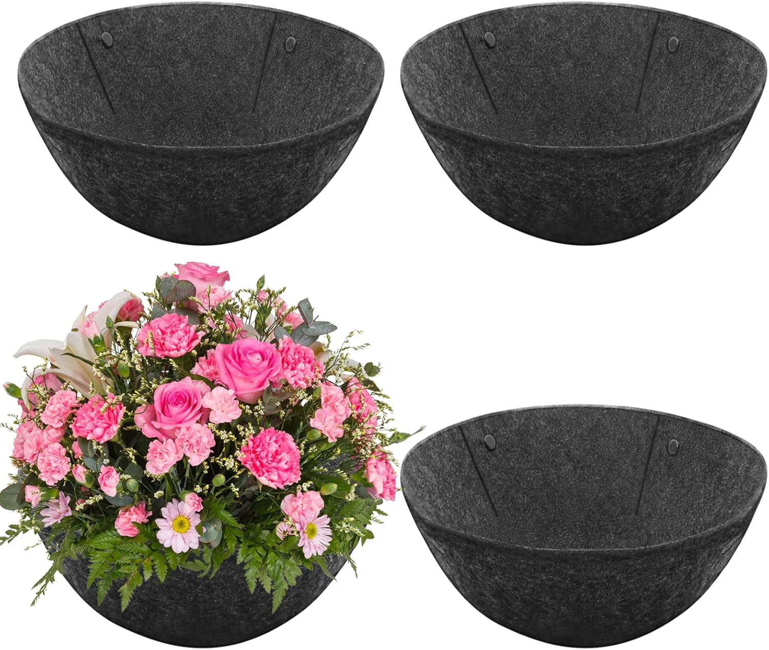 Derest 2 Pack/ 4 Pack Round Fabric Planter Basket Liner - Hanging ...