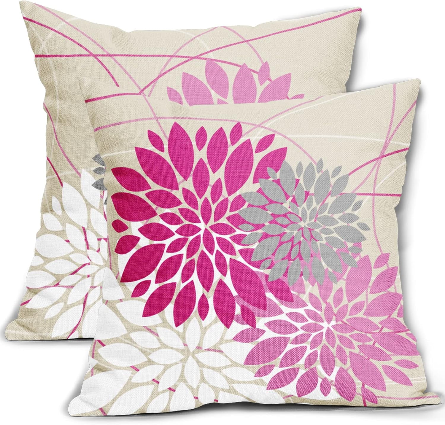 Derest 2 Pack Pillow Covers 18x18 Inch Fall Decorations Dahlia ...