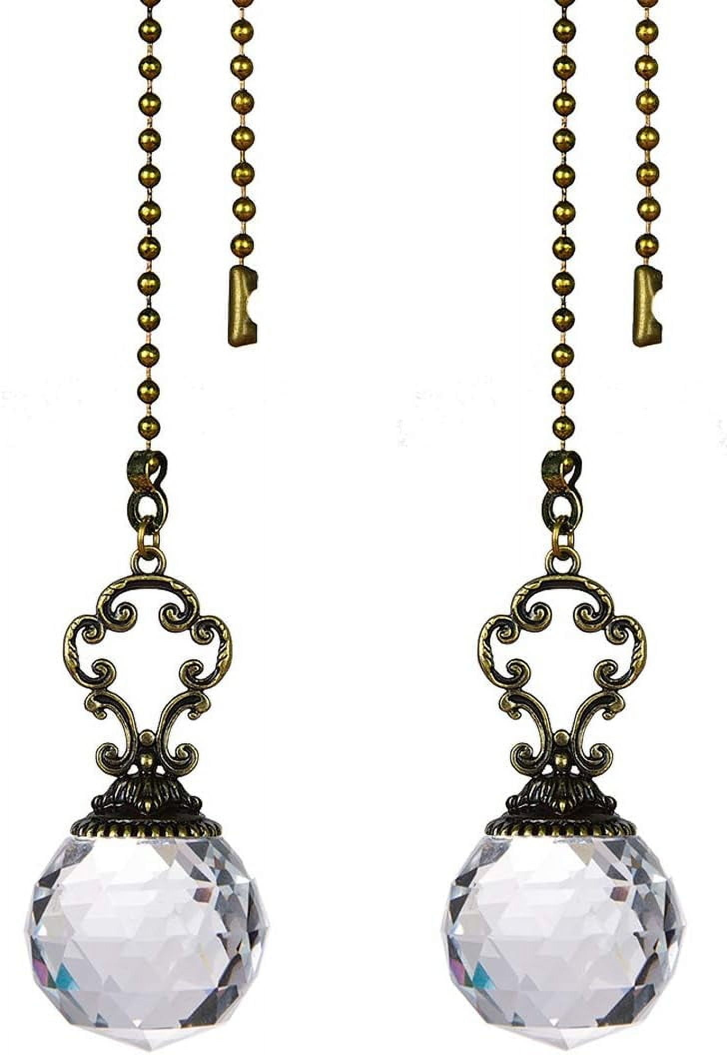 Derest 2 Pack Vintage Style Fan Pull Ceiling Fan Chain Pulls Crystal ...