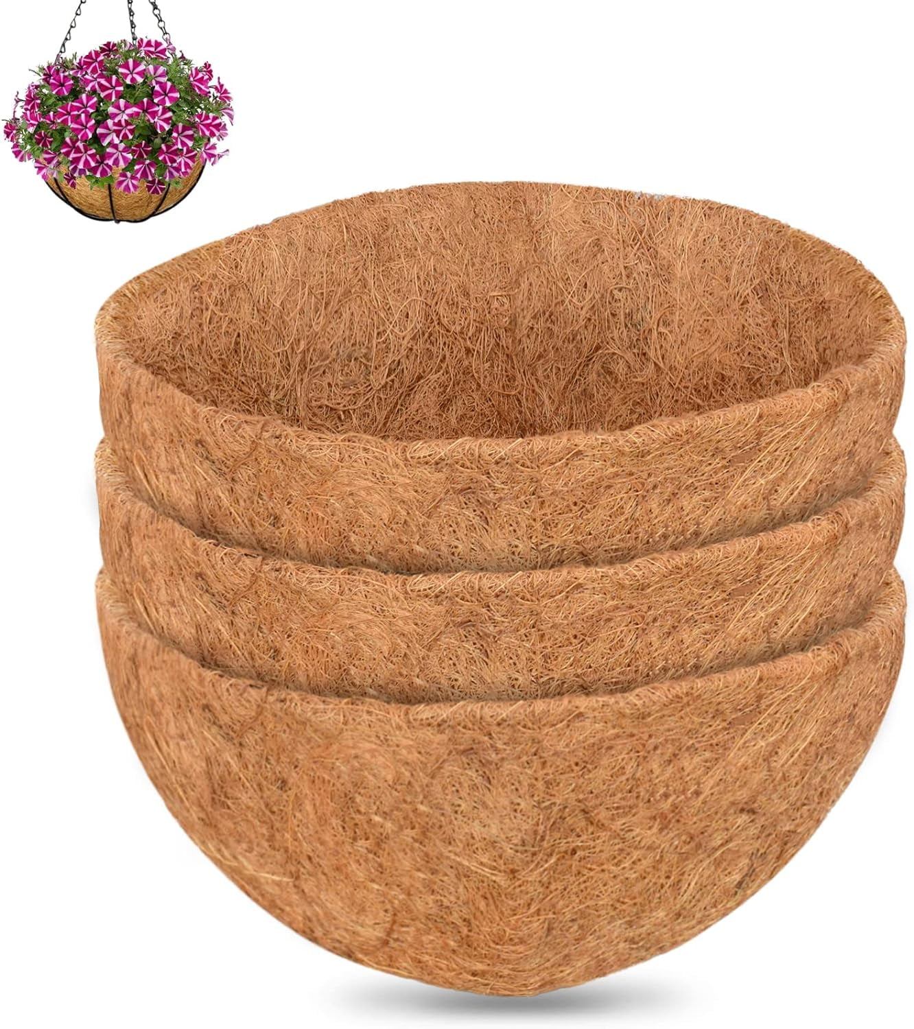 Derest 3Pcs/4Pcs Coconut Liners for Planters, Round Hanging Basket ...