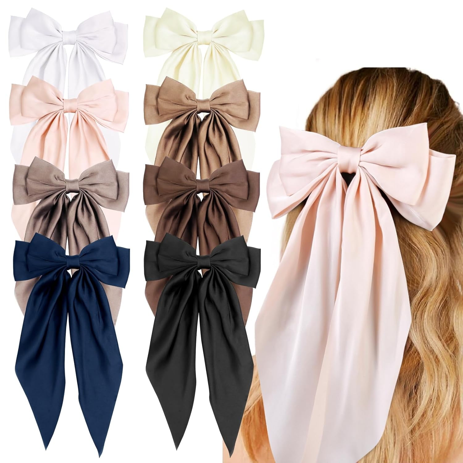 Derest 4Pack/ 8Pack Hair Bows for Women Girls Hair Ribbon Bow Hair ...