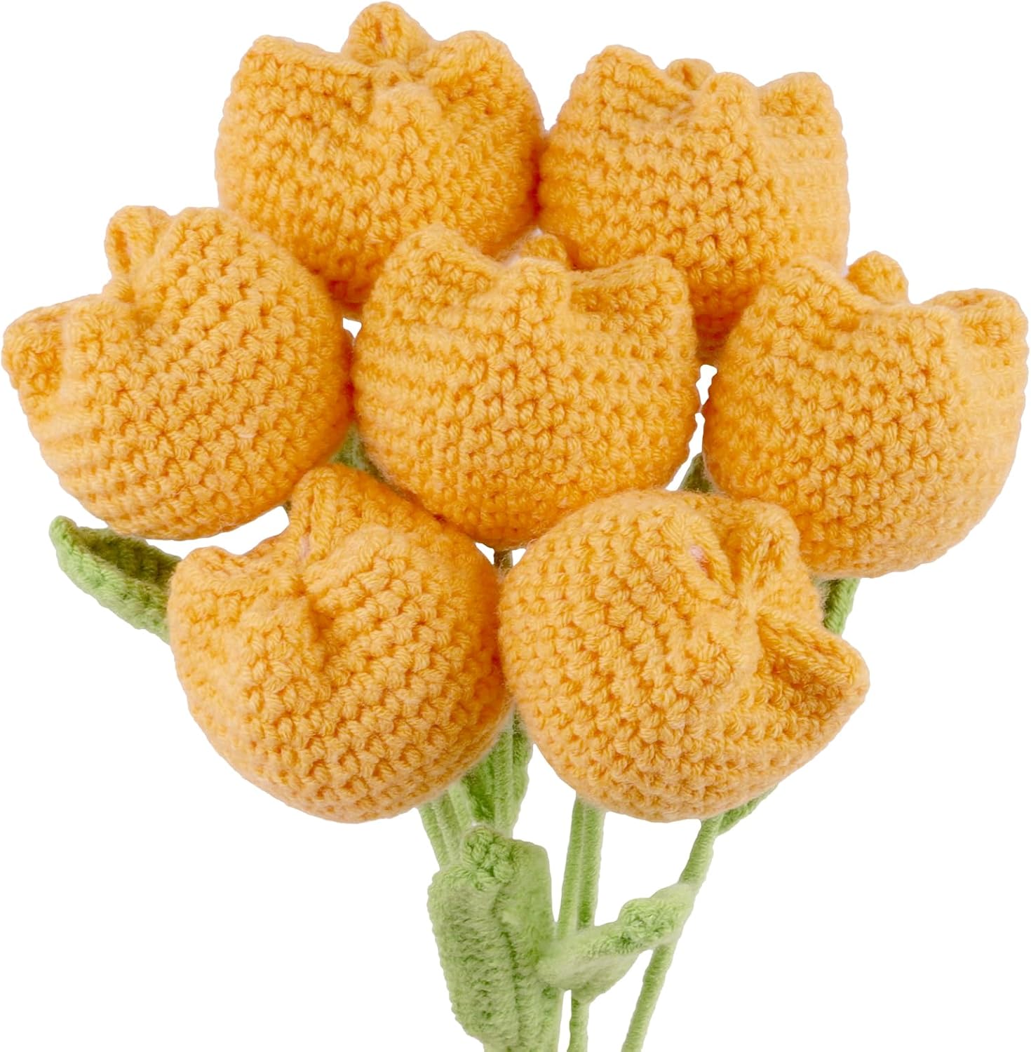Derest 7 Pcs Tulips Crochet Flowers, Artificial Tulips Knitted Flower ...