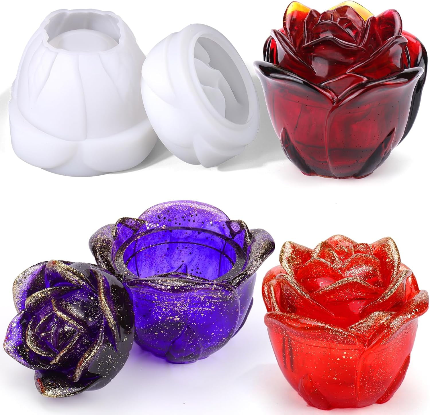 Derest Jar Resin Molds Silicone, Mushroom/Rose/Round Jars Silicone ...