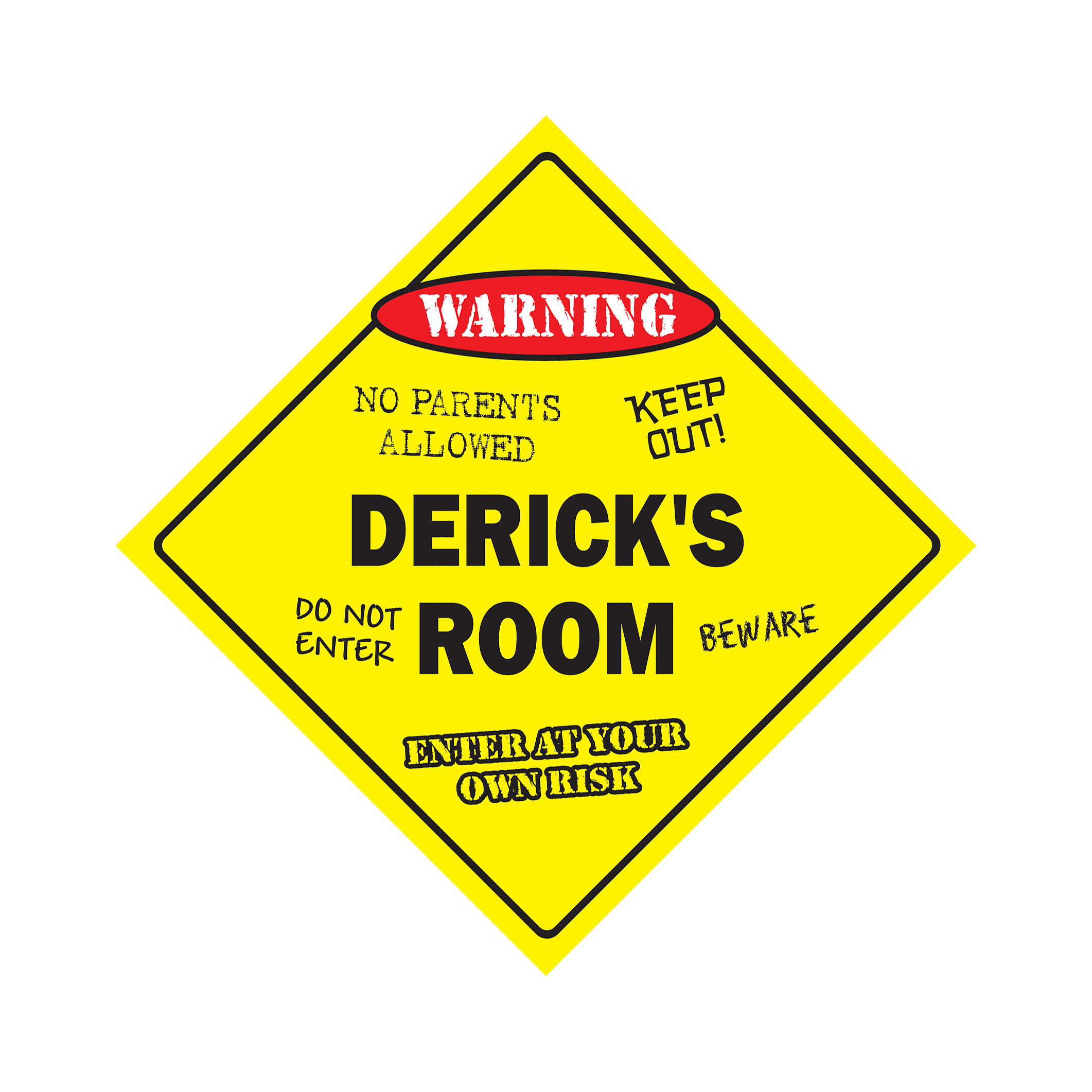 Derick's Room Sign Crossing Zone Xing | Indoor/Outdoor | 14" Tall kids ...
