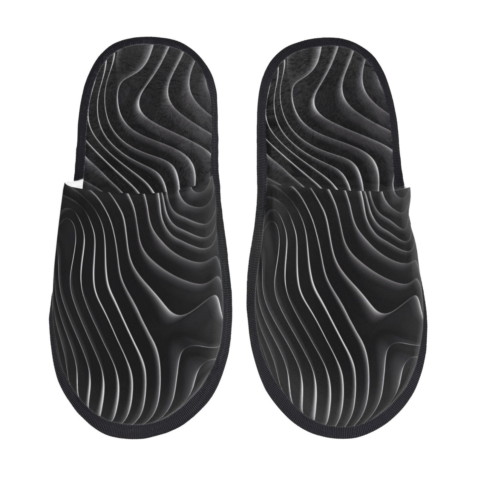 Derioi Abstract Black And White Waves for Slippers Indoor Outdoor Anti ...