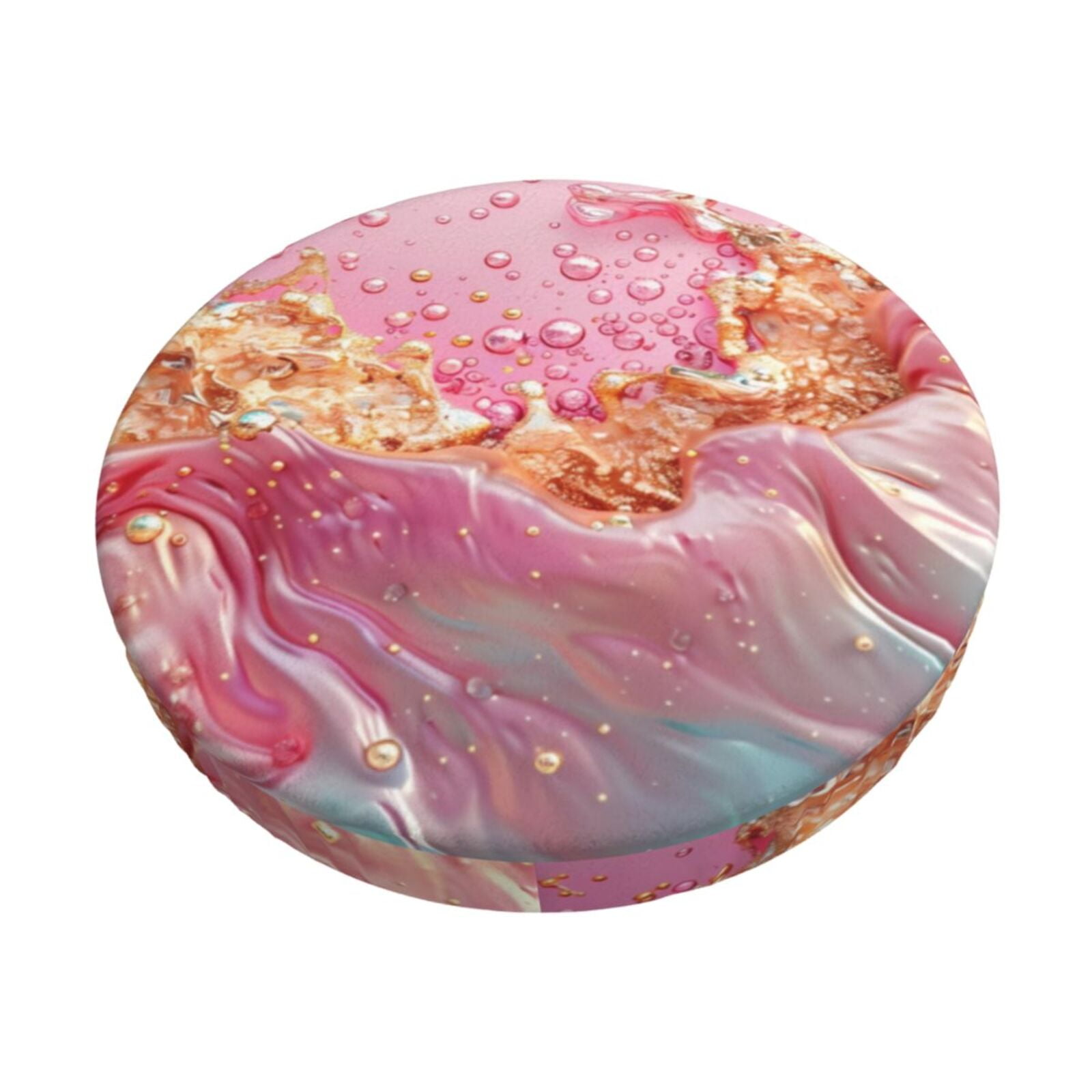Derioi Abstract Pink Gold Splash for Round Bar Chair Cushion Cover ...