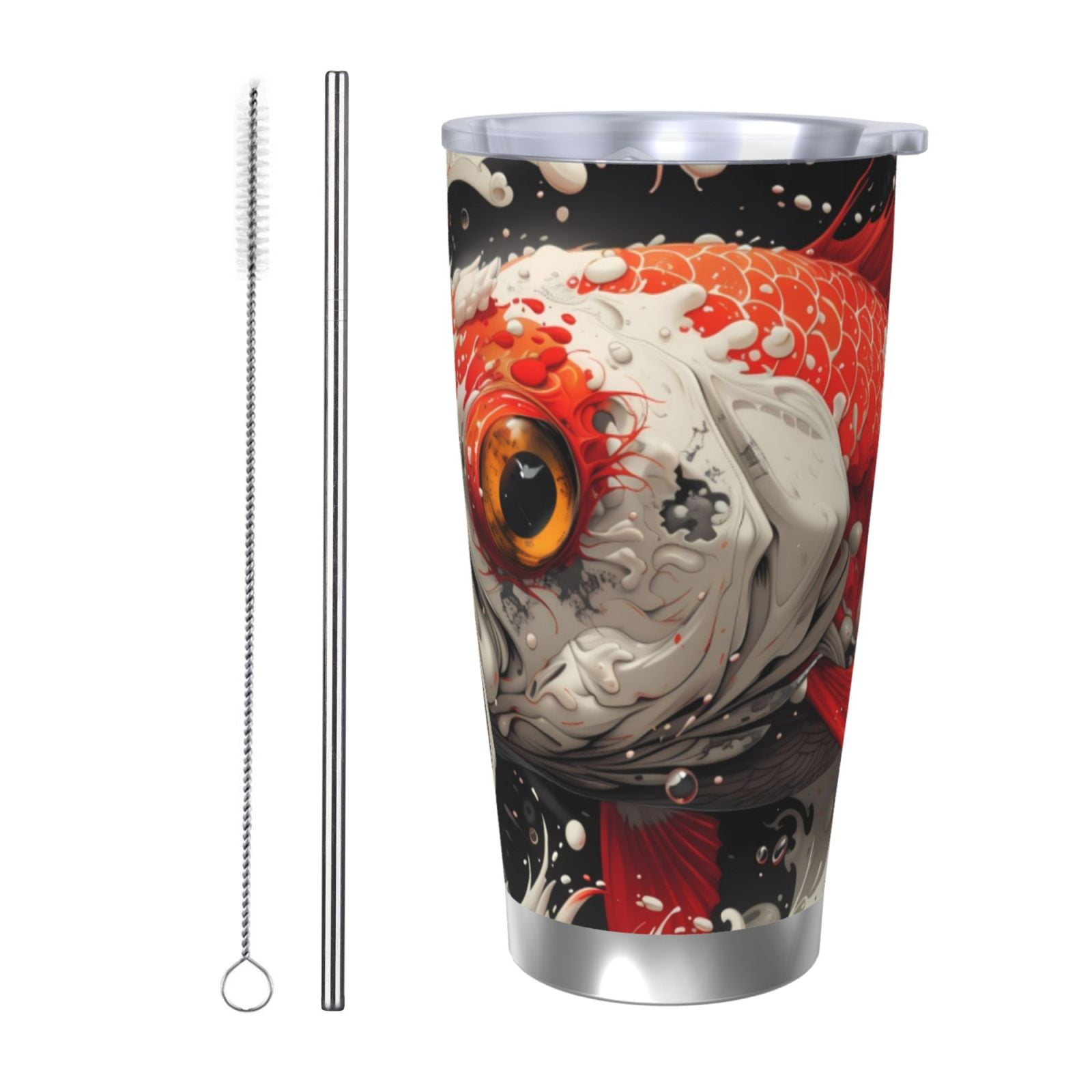 Derioi Abstract Red Koi Fish Art for 20oz Tumbler with Lid for Hot and ...
