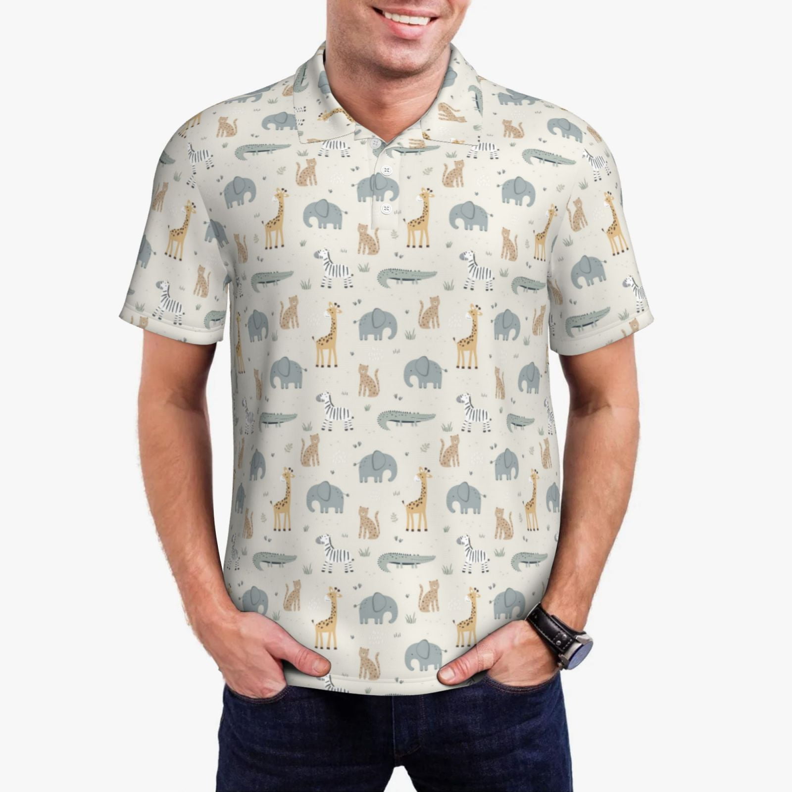 Derioi African Animals for Men's Polo Shirts Short Sleeve Golf Shirt ...