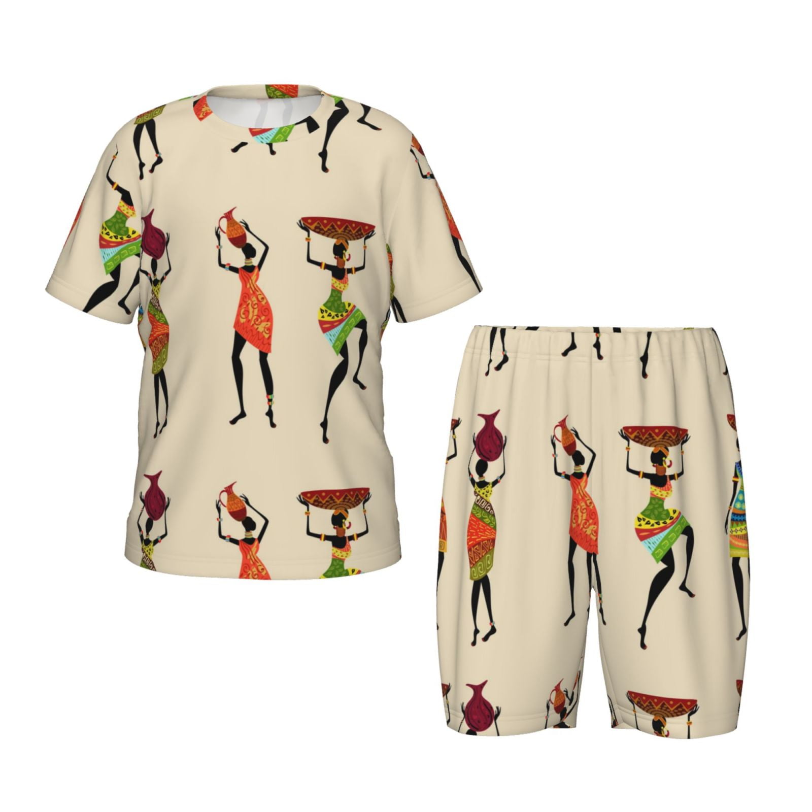 Derioi African Women for Short-Sleeved Summer Pajama Set for Girls and ...