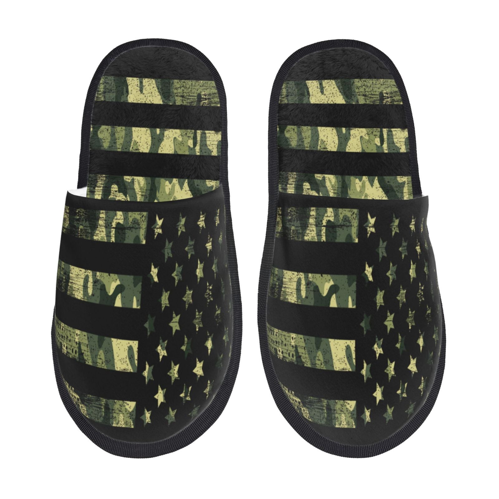 Derioi American Flag Camo for Slippers Indoor Outdoor Anti-Skid Warm ...