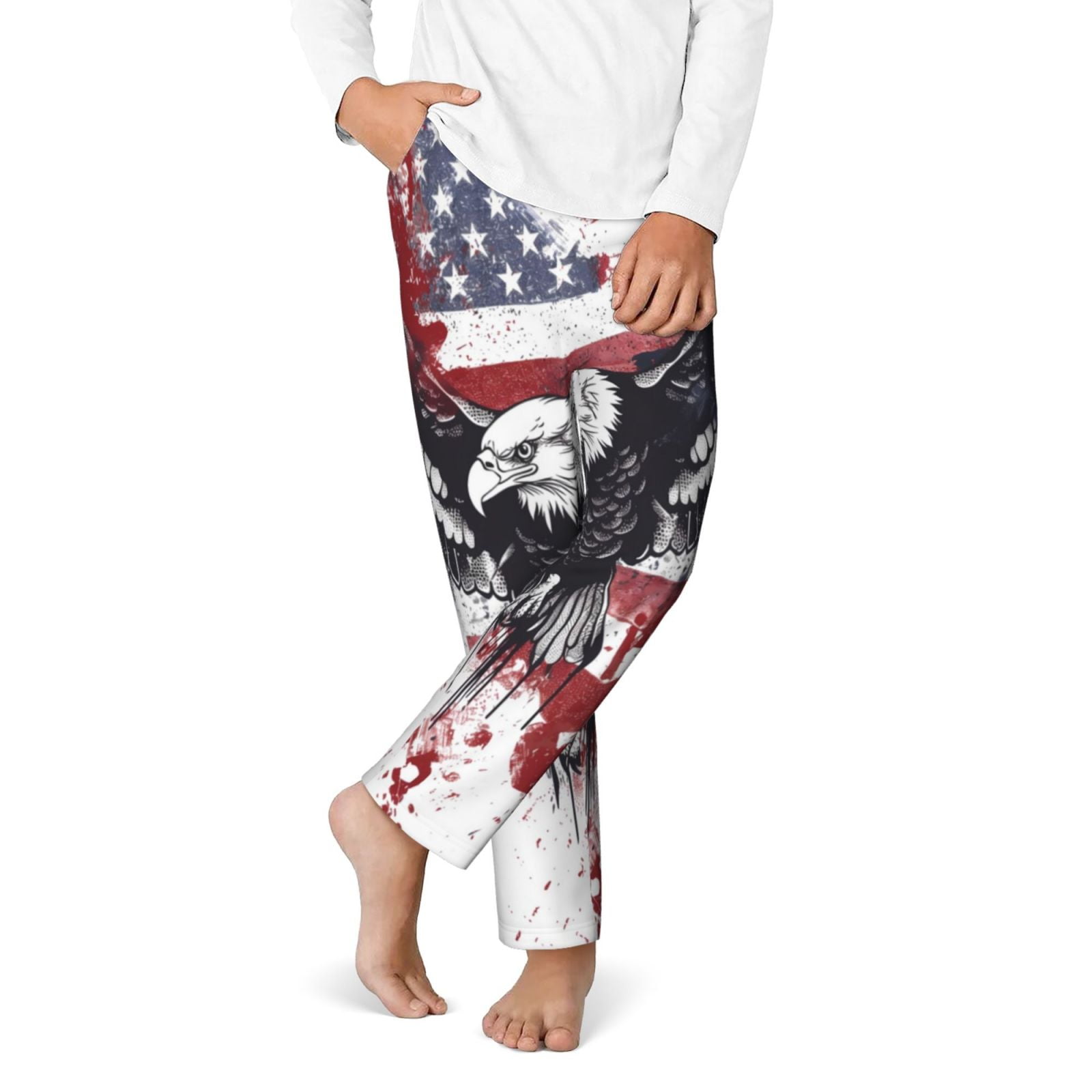 Derioi American Flag Eagle Art for Pajama Pants Men Elastic Waistband ...