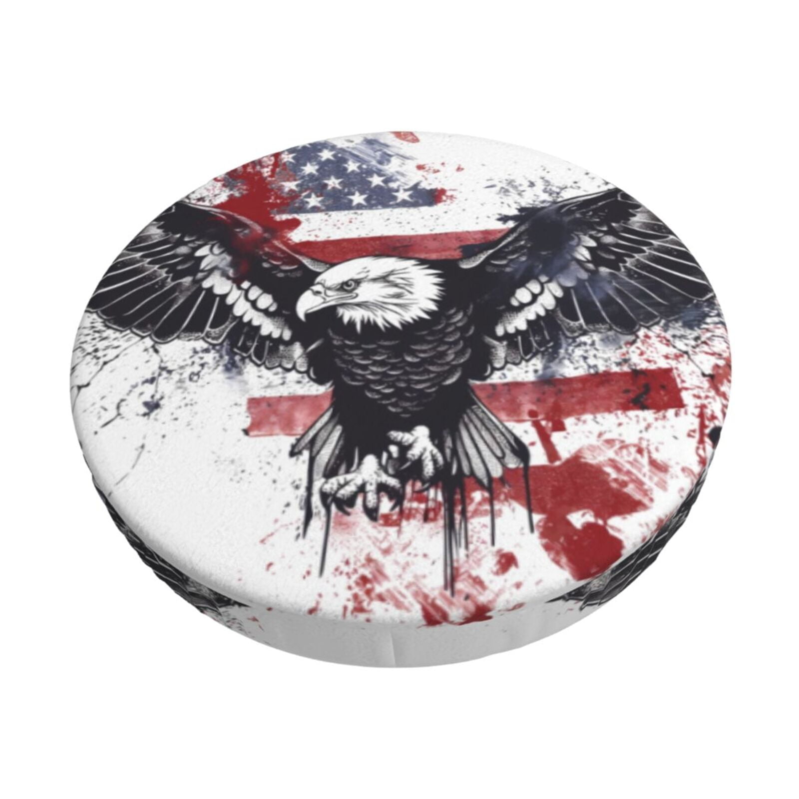Derioi American Flag Eagle Art for Round Bar Chair Cushion Cover Round Stool Cover Perfect Fit ...