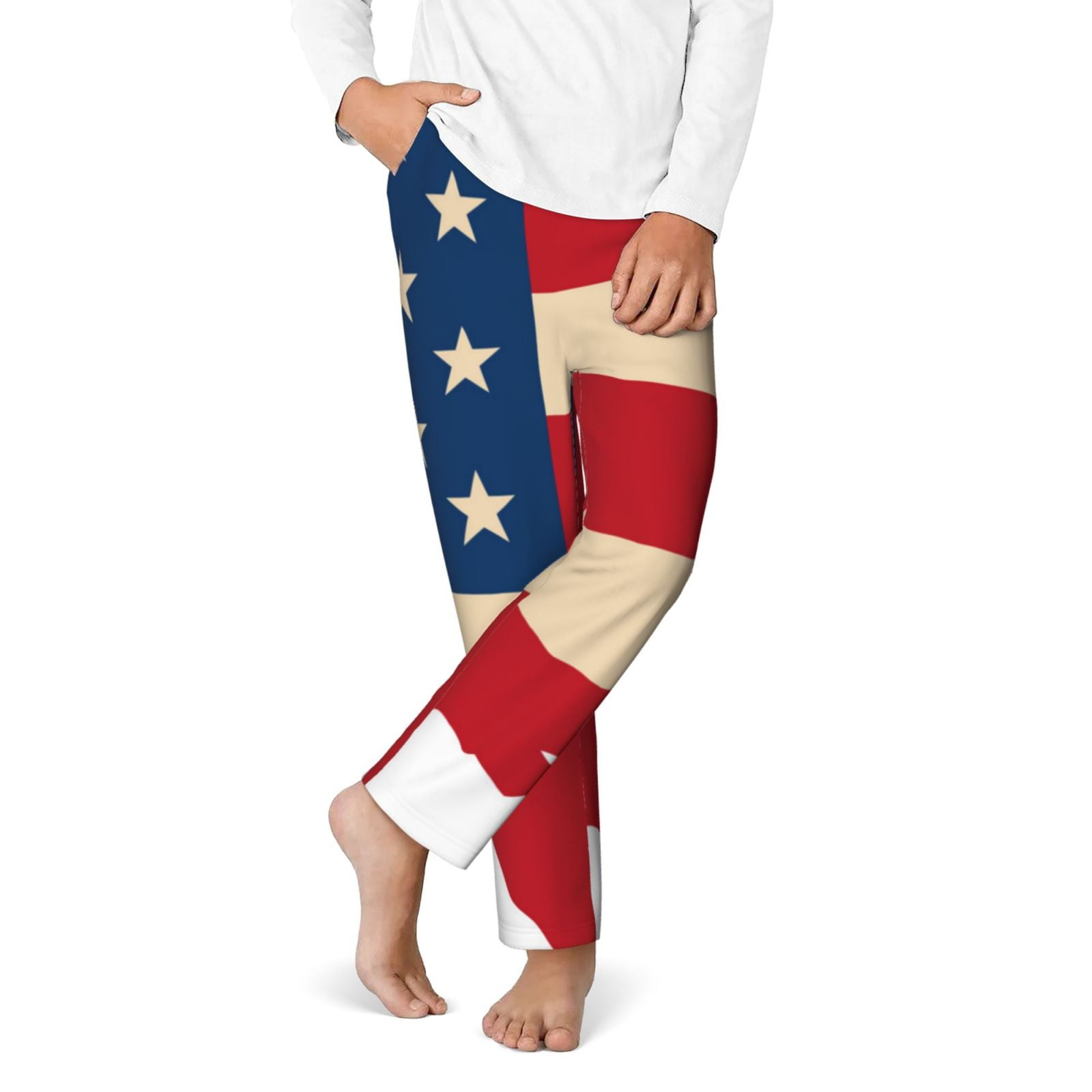 Derioi American Flag Map for Pajama Pants Men Elastic Waistband Sleep ...