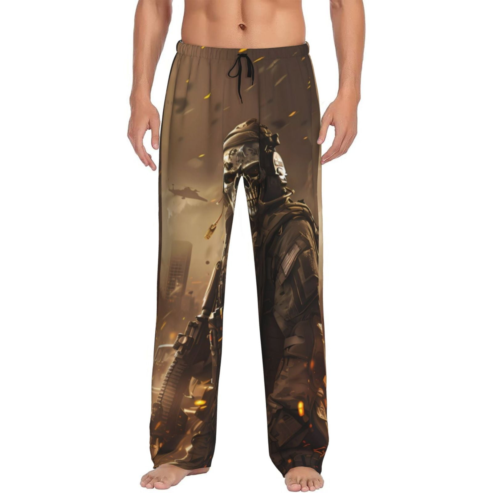 Derioi Apocalyptic Skull Soldier for Men's Pajama Pants with Pockets ...