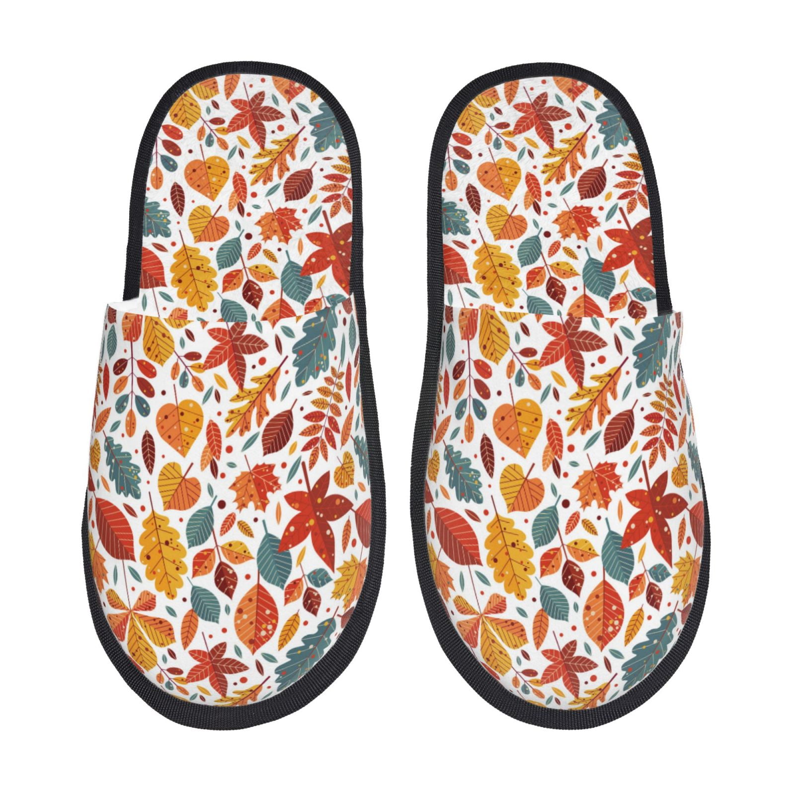 Derioi Autumn Leaves for Slippers Indoor Outdoor Anti-Skid Warm Cozy ...