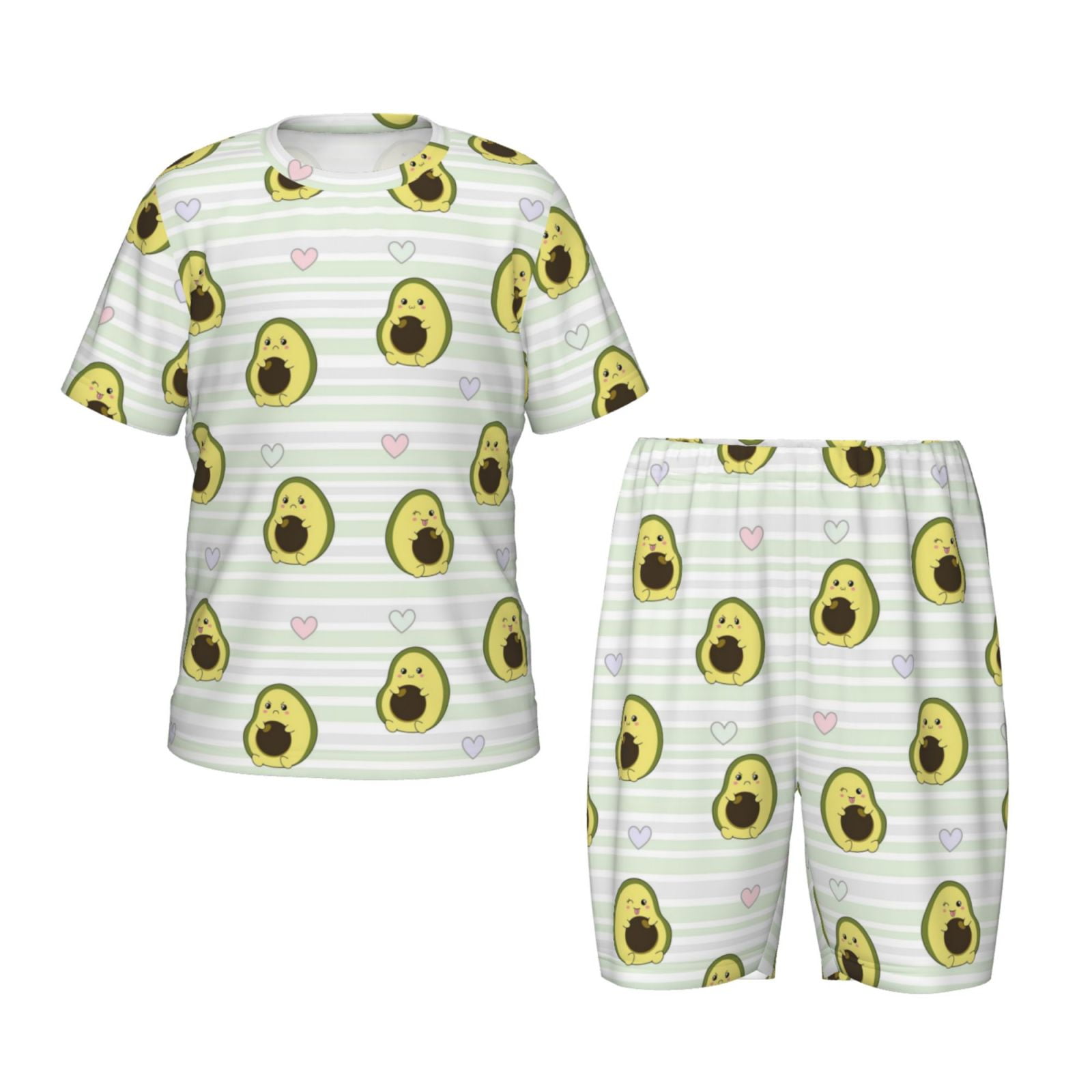 Derioi Avocado of a Hear for Short-Sleeved Summer Pajama Set for Girls ...