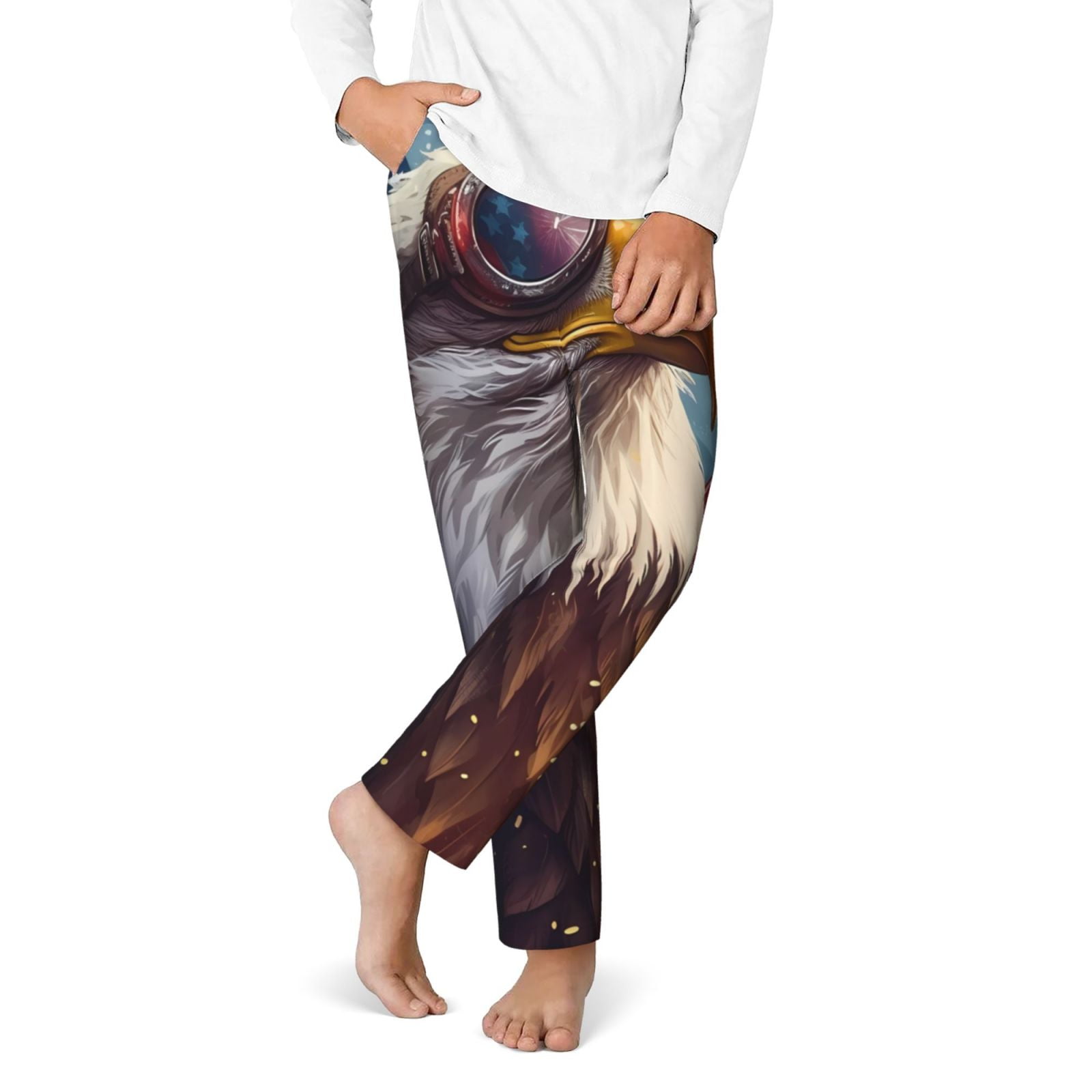 Derioi Bald Eagle Pilot for Pajama Pants Men Elastic Waistband Sleep ...
