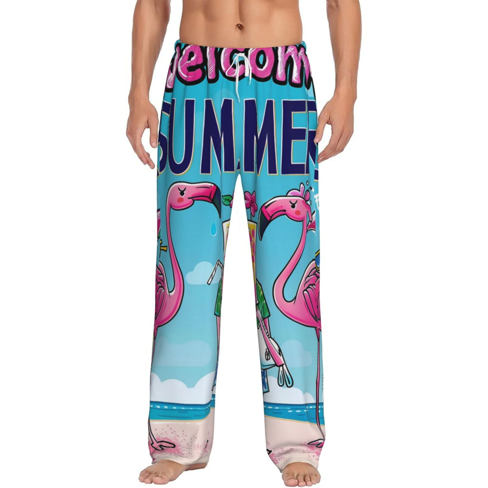 Derioi Beach Flamingo Trio for Men's Pajama Pants with Pockets and ...