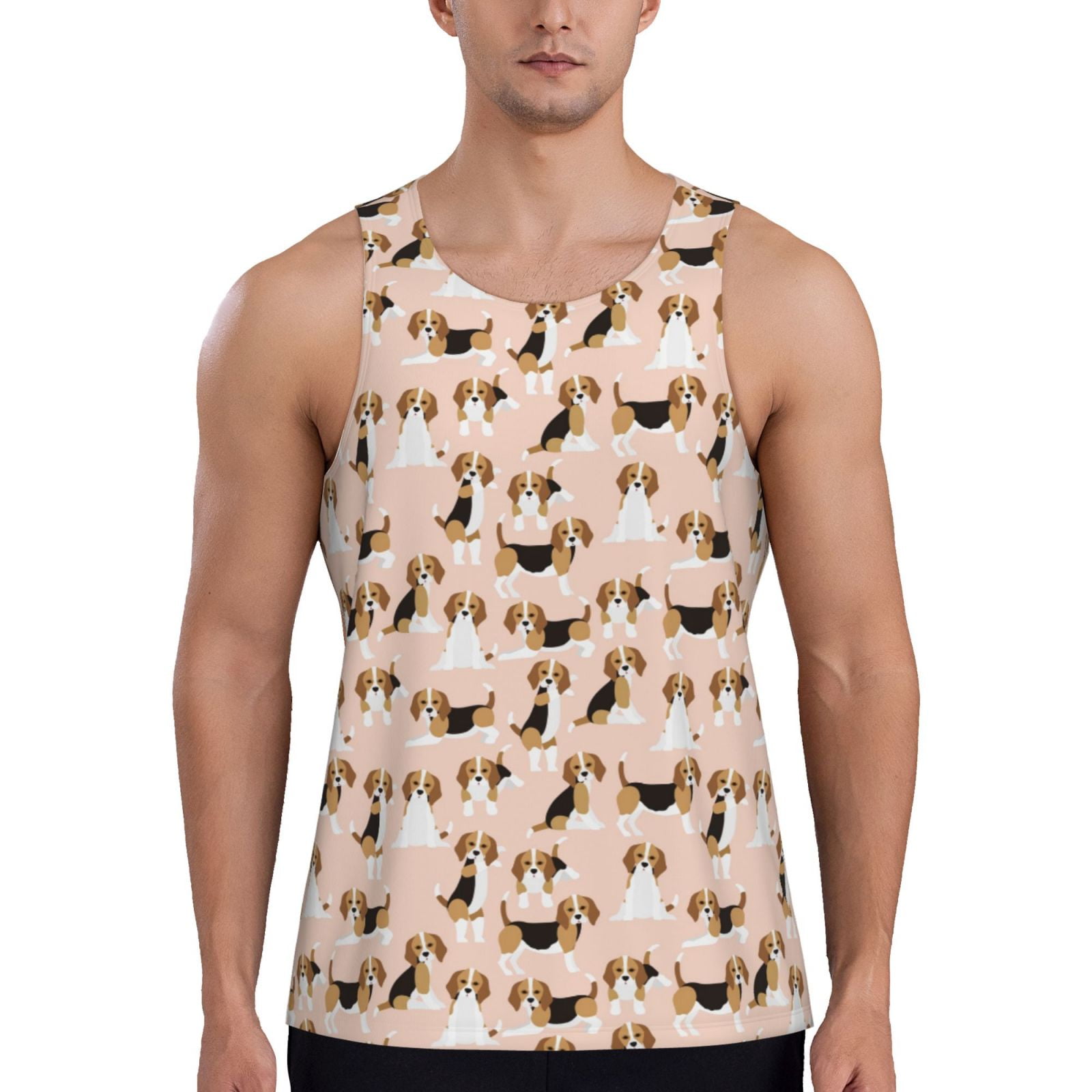 Derioi Beagle Dog On Brown for Men's Workout Tank Top Muscle Gym Shirt ...