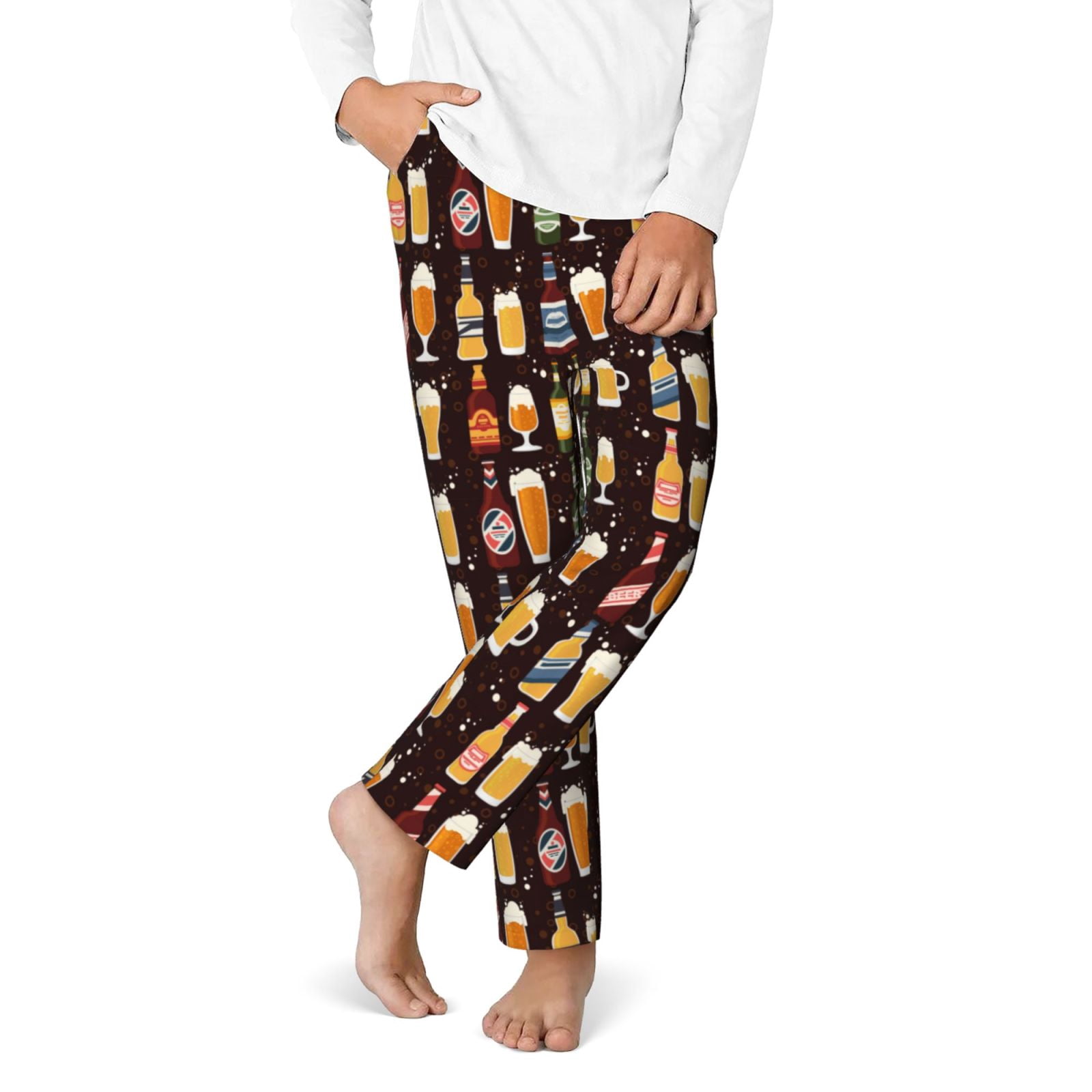 Derioi Beer Bottles1 for Pajama Pants Men Elastic Waistband Sleep ...