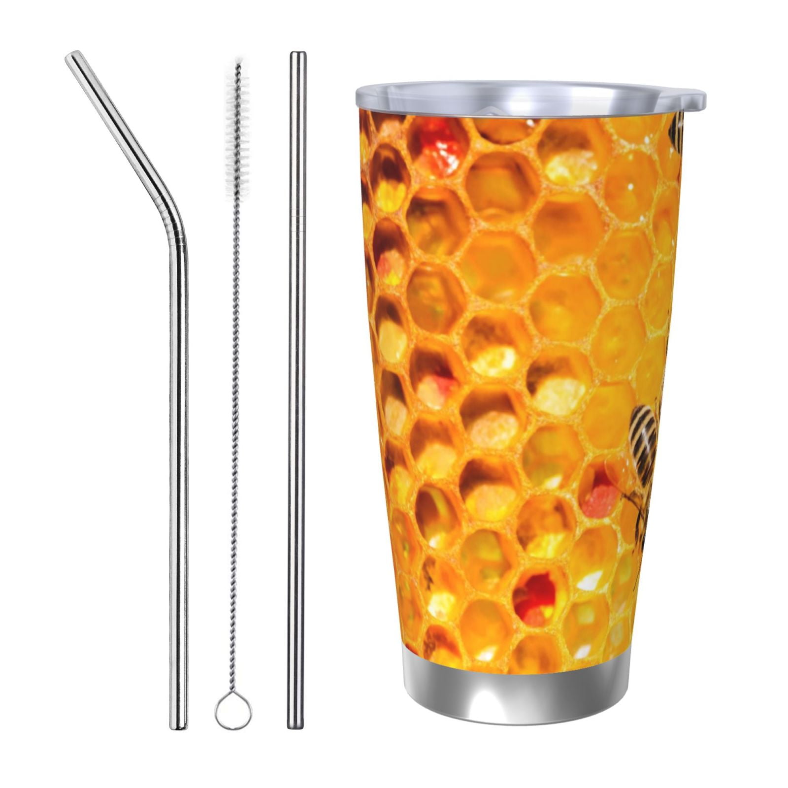 Derioi Bees on Hive Honeycomb for 20oz Tumbler with Lid for Hot and ...
