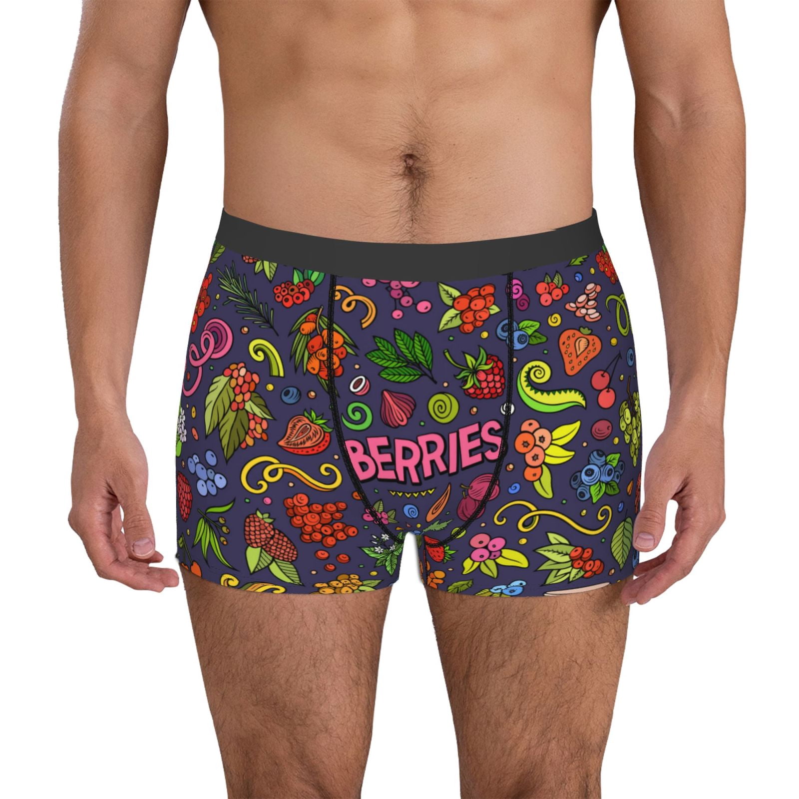 Derioi Berry Fruits Pattern Men' Soft Mid-Rise Boxer Briefs Soft Cotton ...