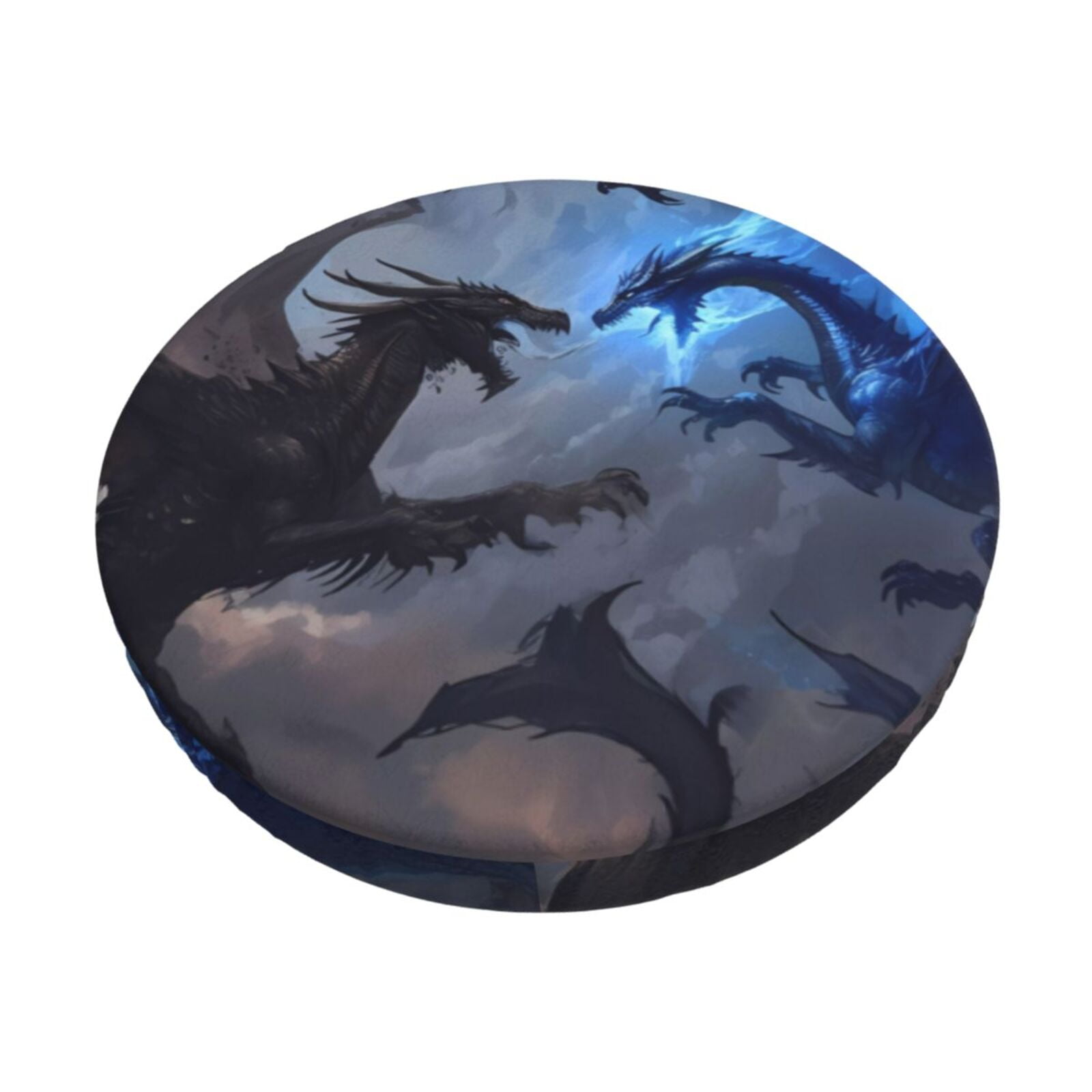 Derioi Black And Blue Lightning Dragon for Round Bar Chair Cushion ...