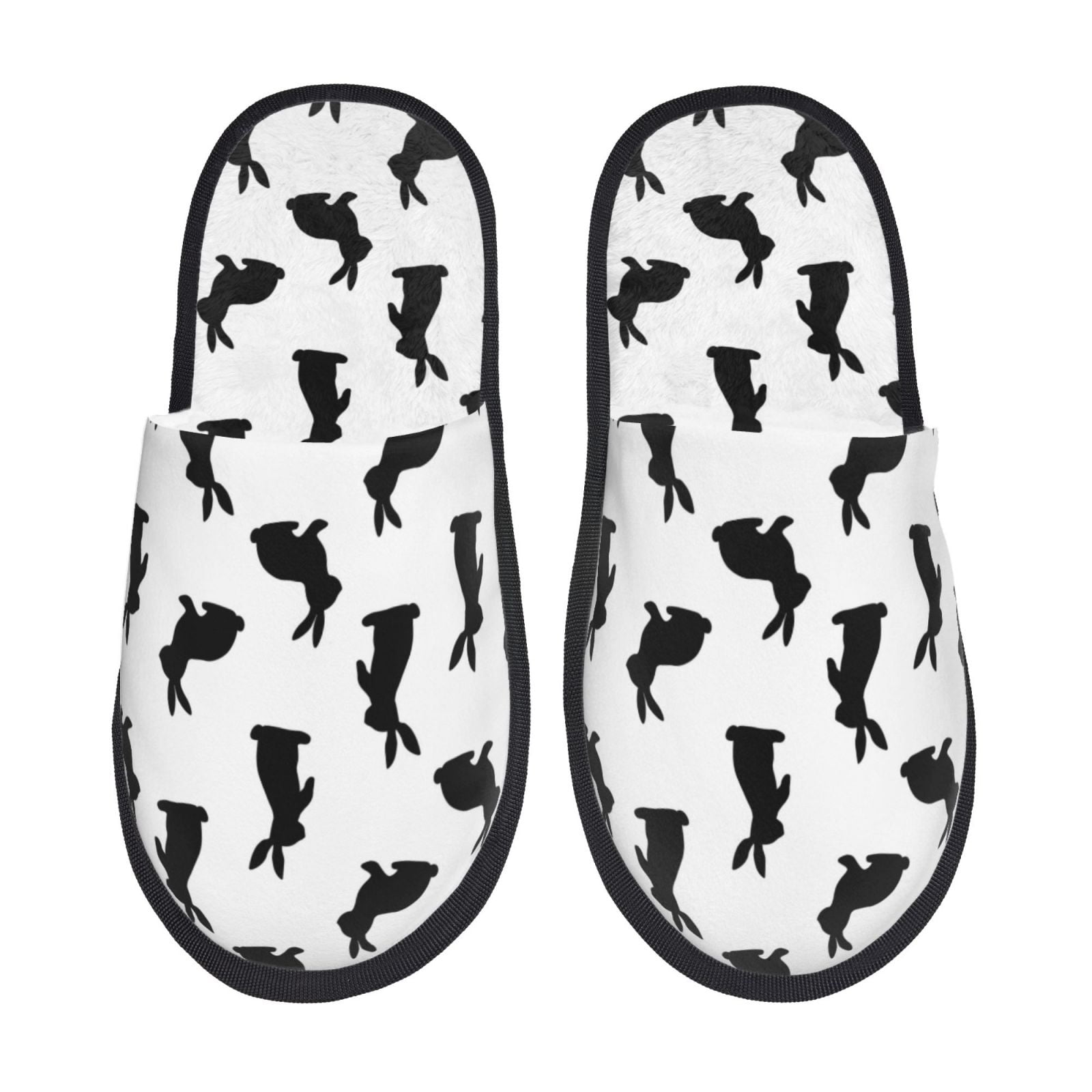 Derioi Black Rabbit for Slippers Indoor Outdoor Anti-Skid Warm Cozy ...