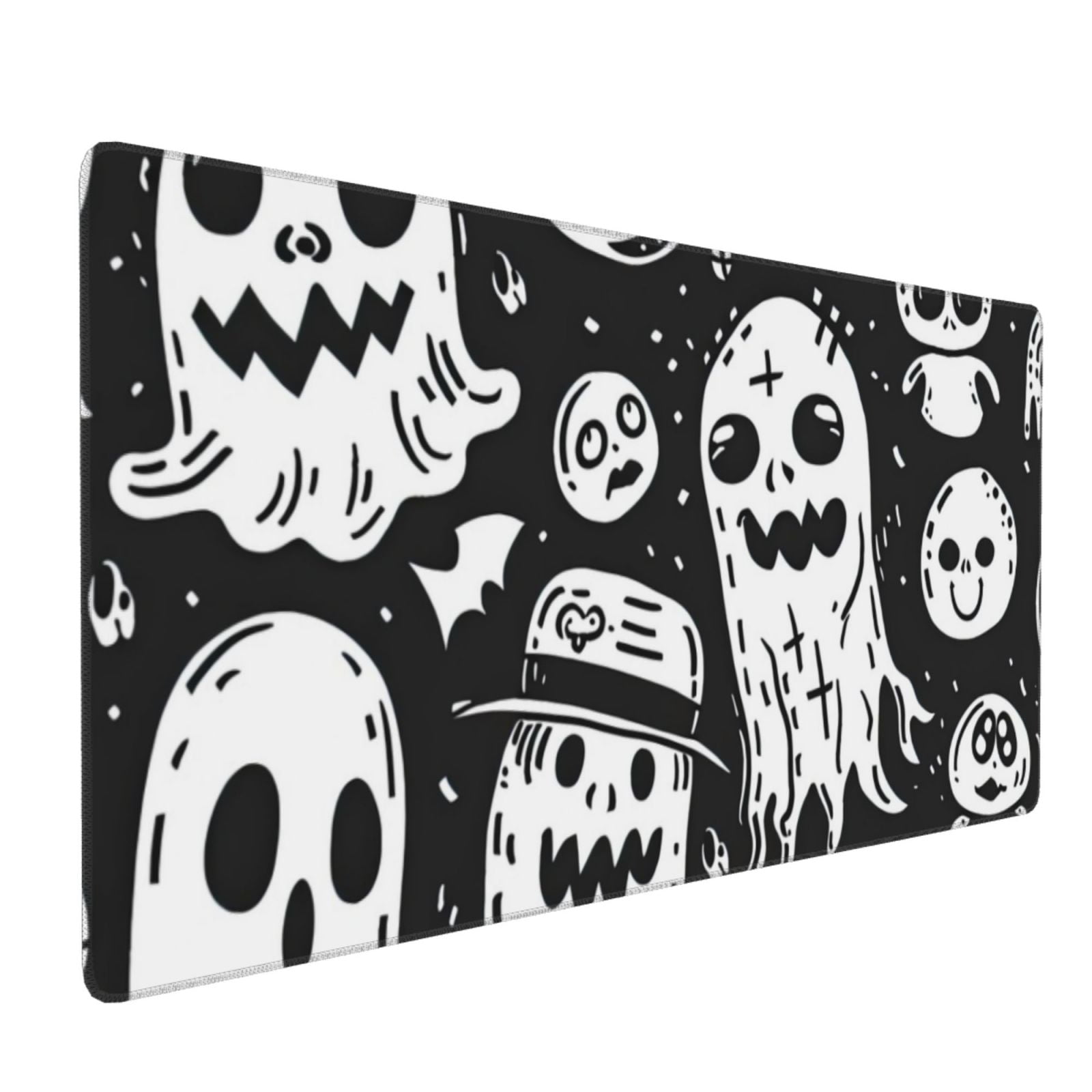 Derioi Black White Spooky Ghosts for Large Non-Slip Gaming Mouse Pad 16 ...