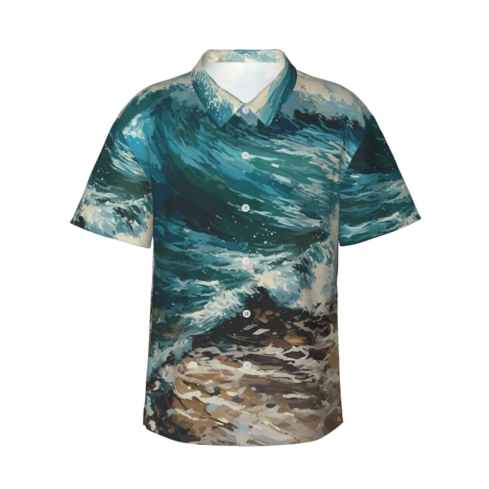 Derioi Blue Ocean Waves for Hawaiian Shirt for Men Casual Button Down ...