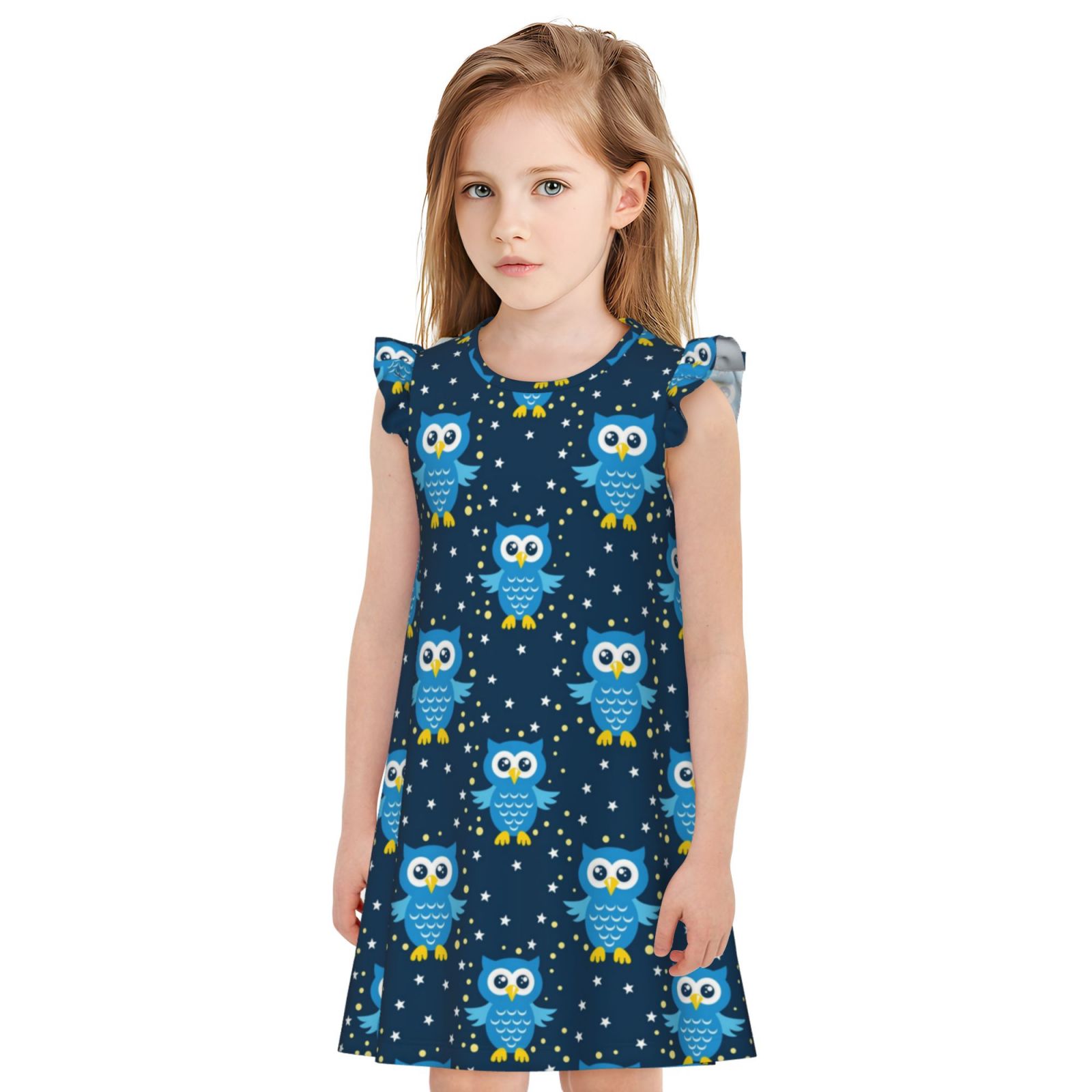 Derioi Blue Owl for Girls Nightgowns Night Dress Sleepwear Pajamas for ...