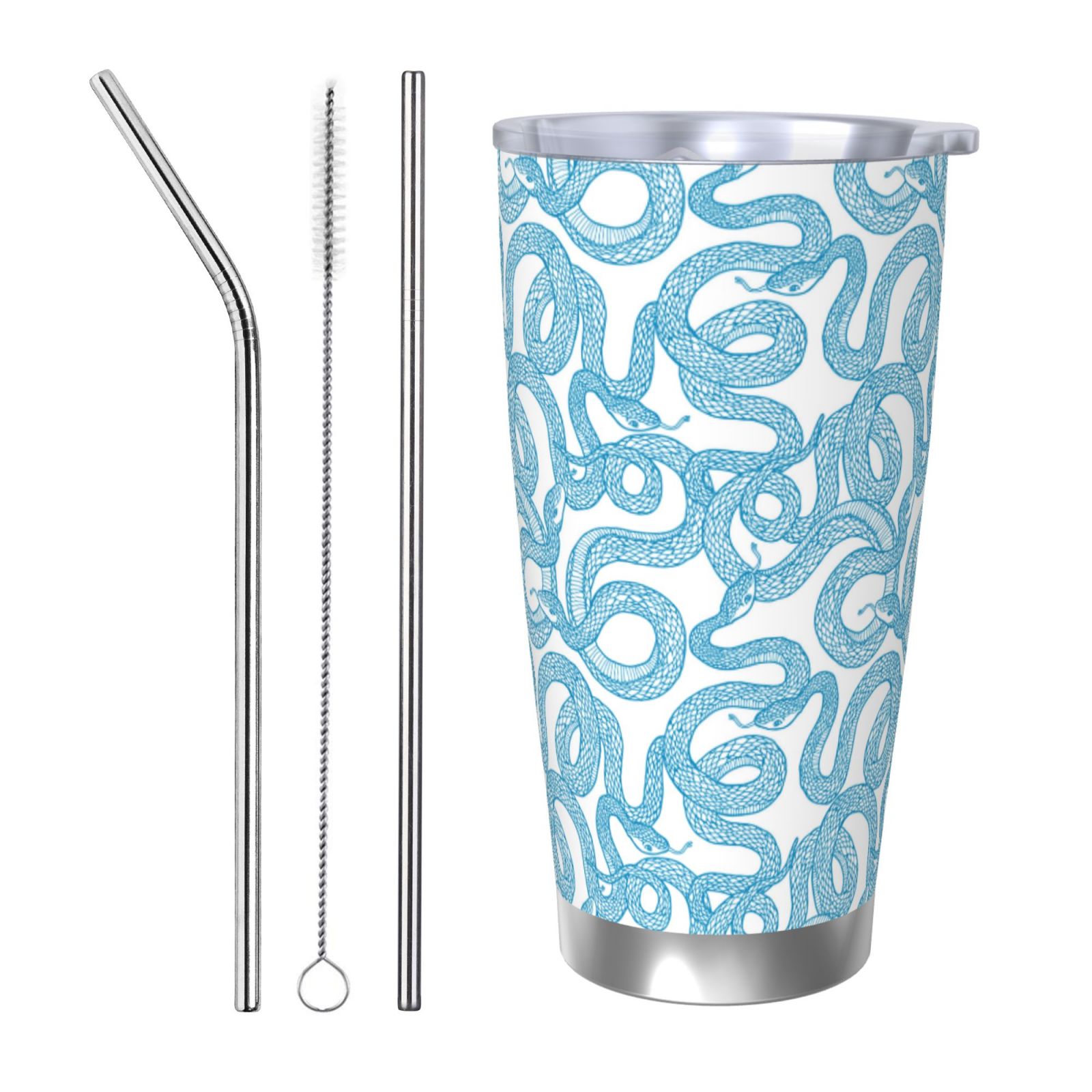 Derioi Blue Snake for 20oz Tumbler with Lid for Hot and Cold Beverages ...