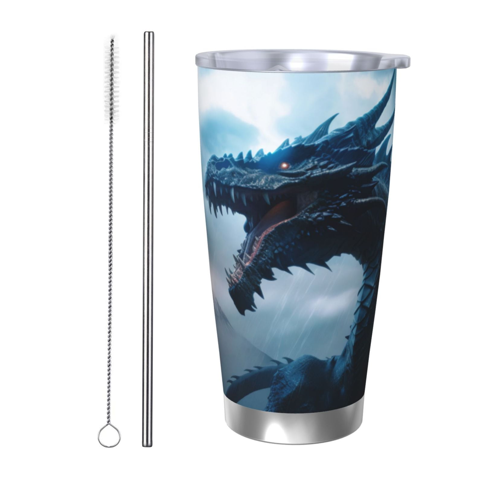 Derioi Blue Thunder Storm Dragon for 20oz Tumbler with Lid for Hot and ...
