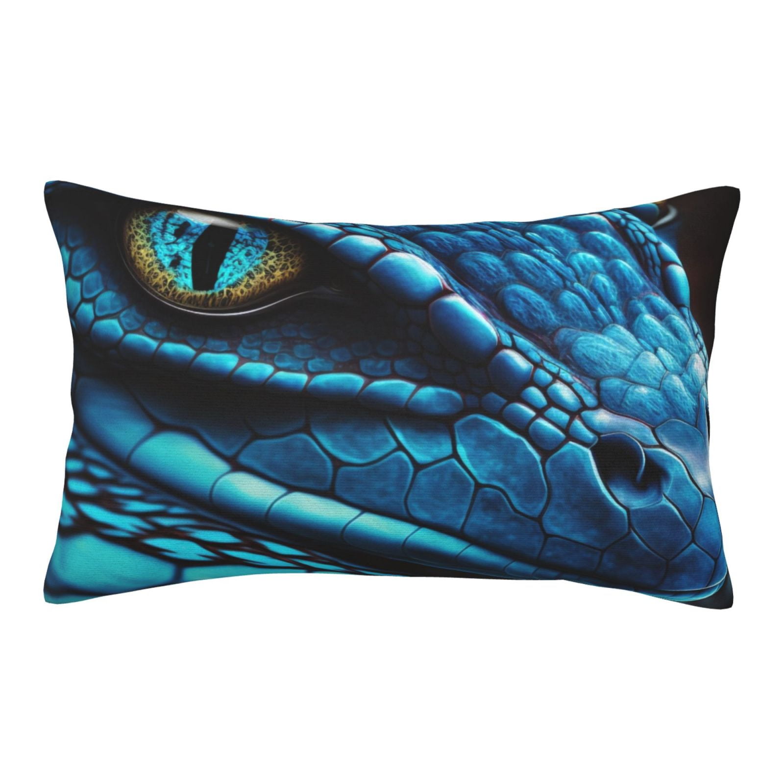 Derioi Blue Viper Snake Closeup Face for Double-sided Pillow Cover with ...
