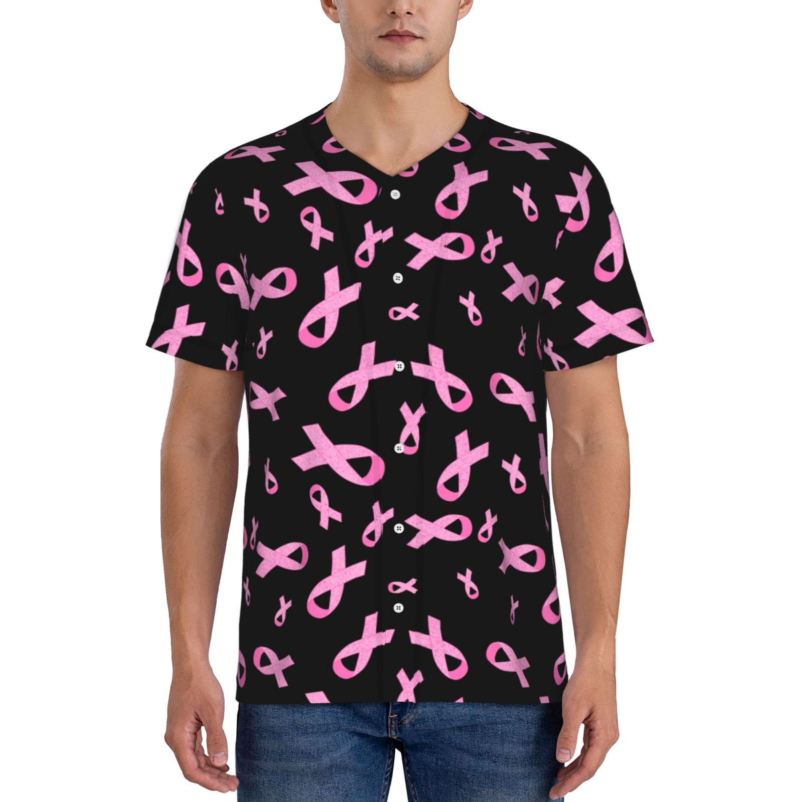 Derioi Breast Cancer Awareness for Men's Baseball T-shirt Short Sleeves ...
