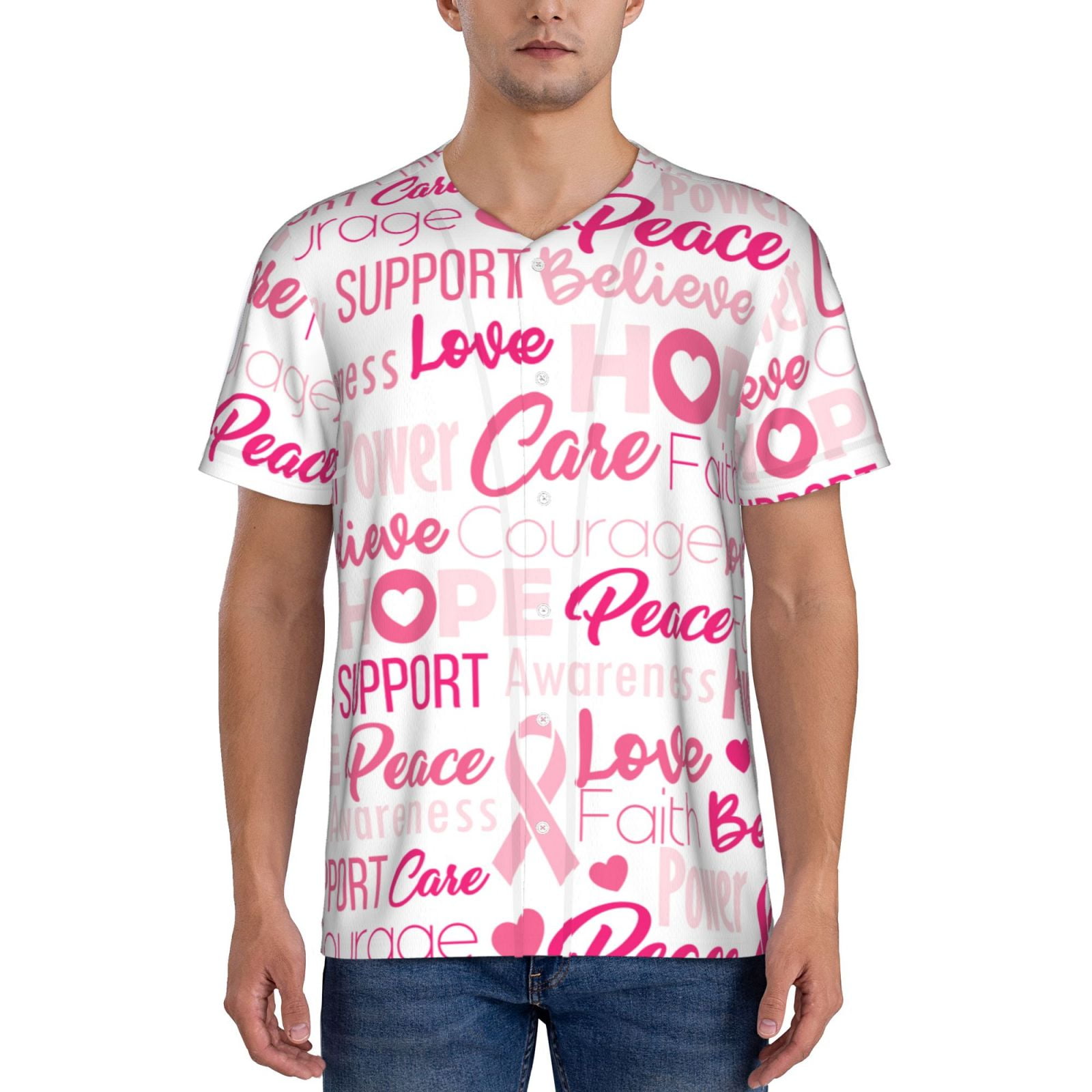 Derioi Breast Cancer Pink Ribbons Awareness (2) for Men's Baseball T ...