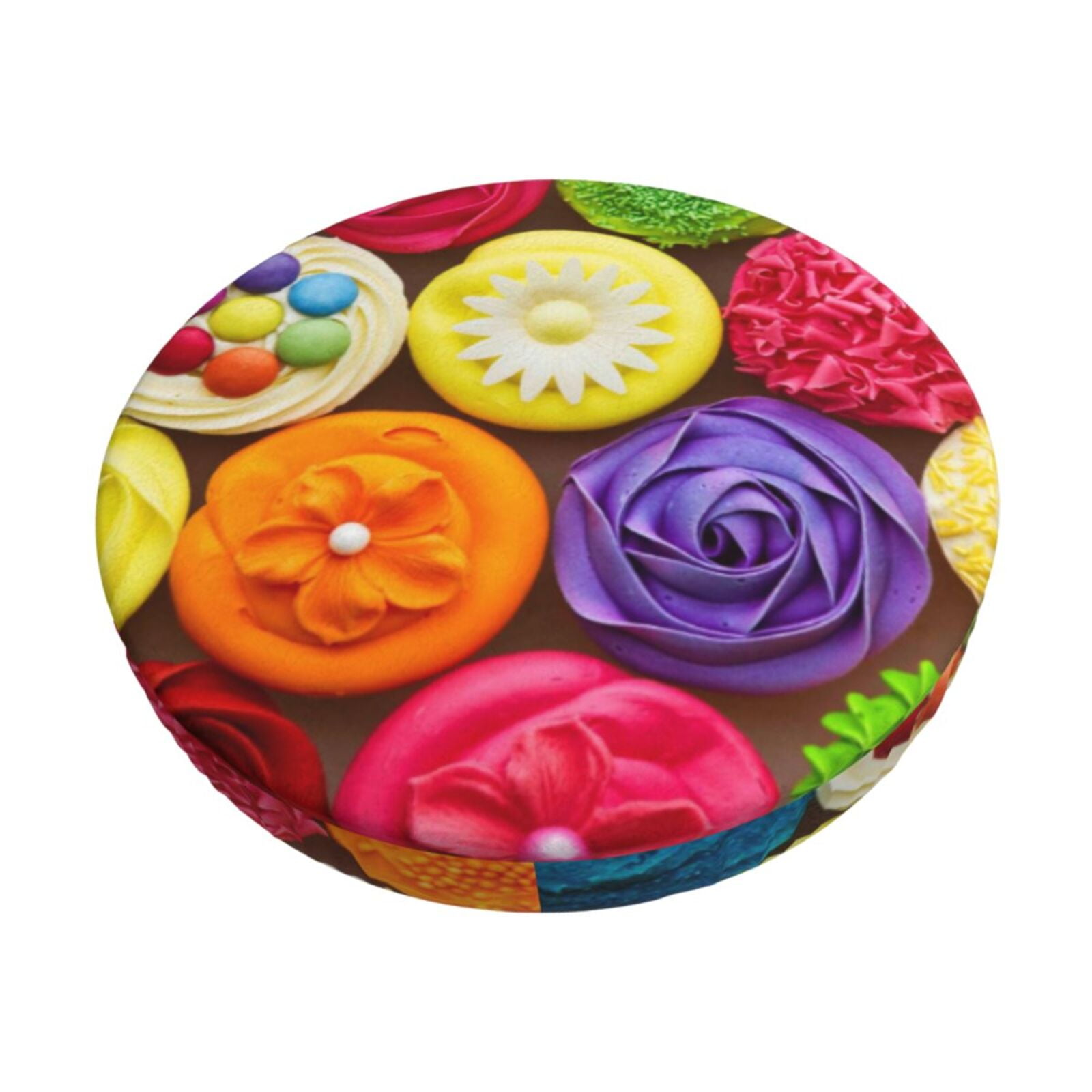 Derioi Brightly Colored Cupcakes for Round Bar Chair Cushion Cover ...