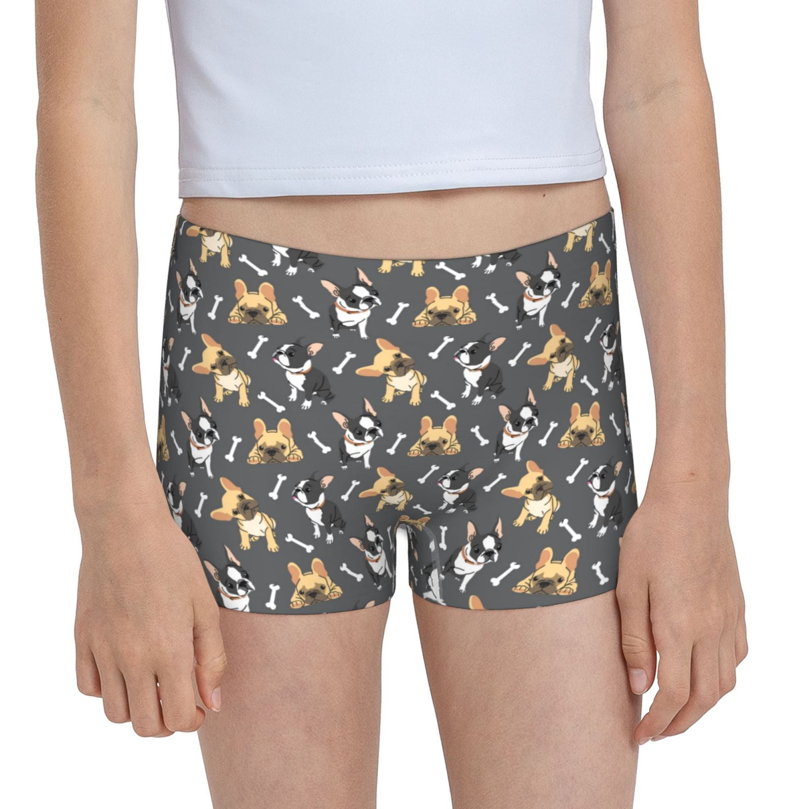 Derioi Bulldog And BONES for Girls' Soft Mid-Rise Boxer Briefs Soft ...
