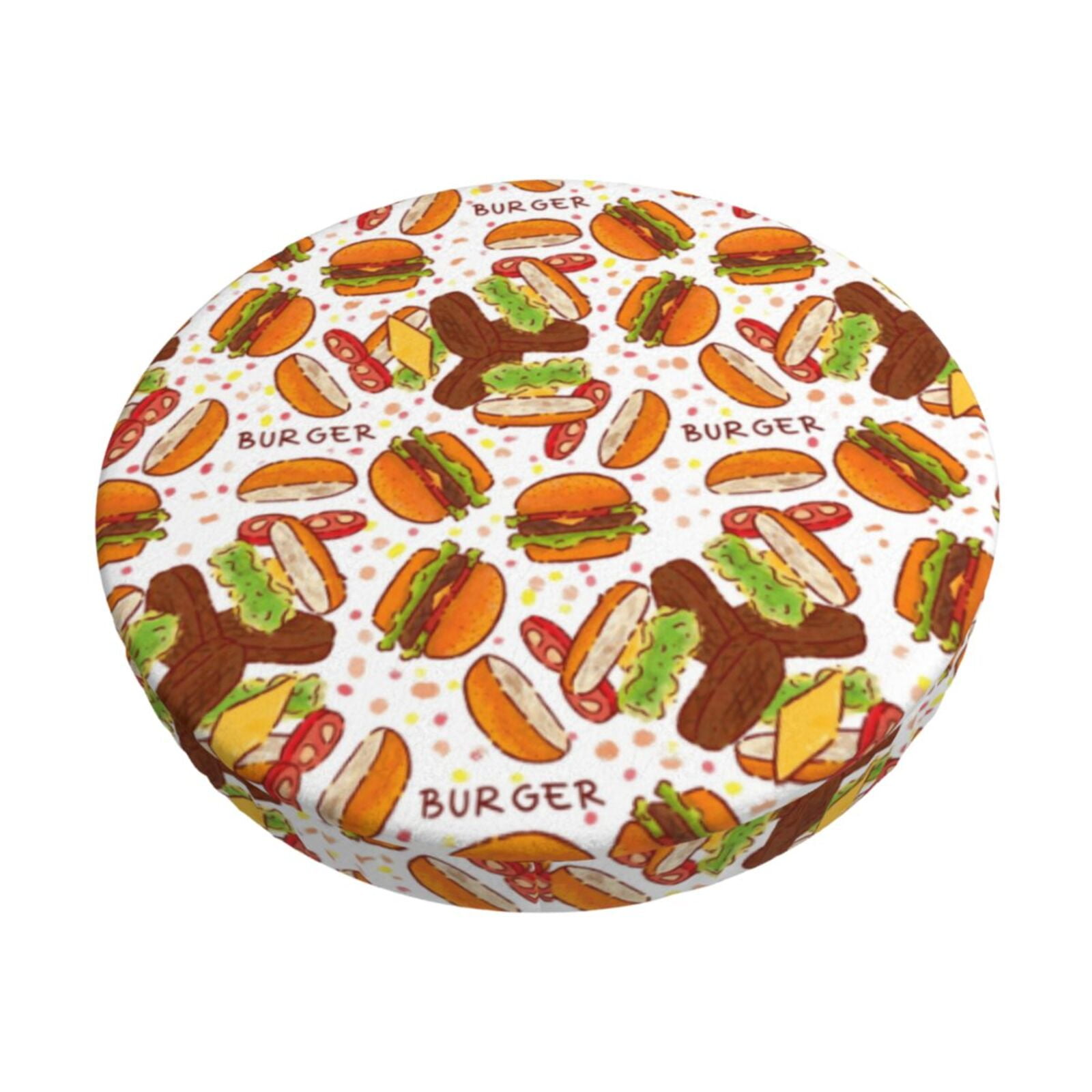 Derioi Burger for Round Bar Chair Cushion Cover Round Stool Cover ...