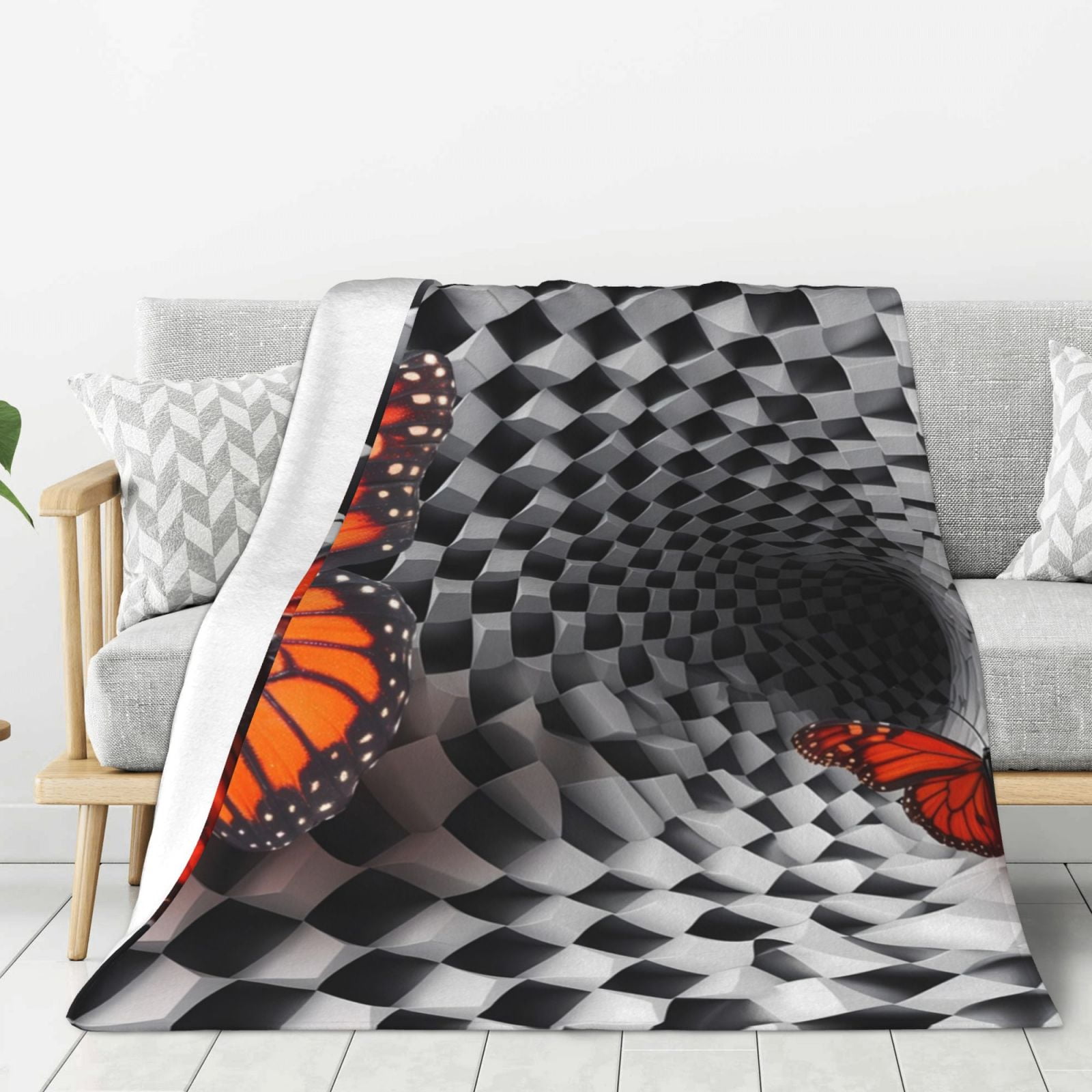 Derioi Butterflies Optical Illusion for Fleece Throw Blanket ,for Couch ...