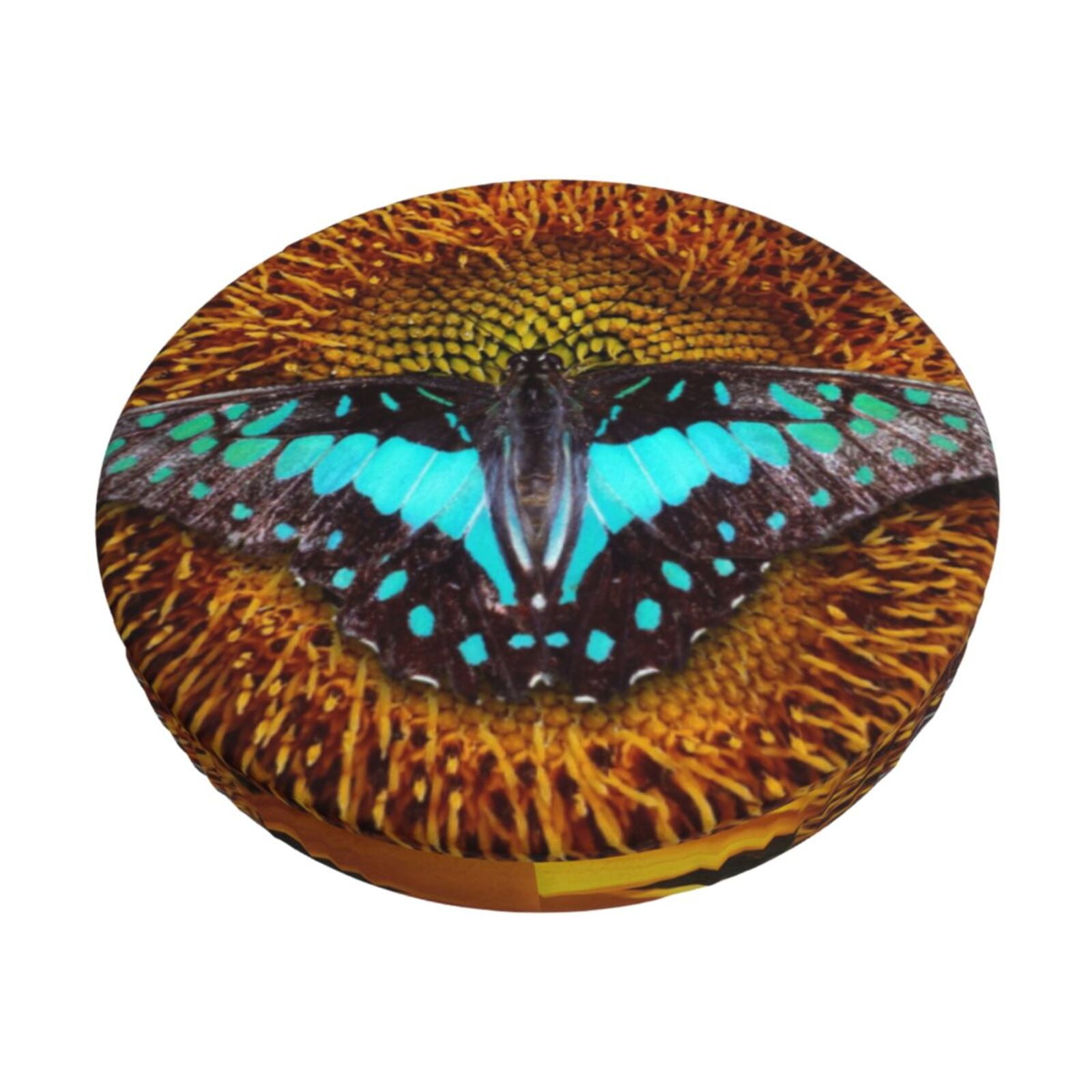 Derioi Butterfly Alighted On Sunflowers for Round Bar Chair Cushion ...