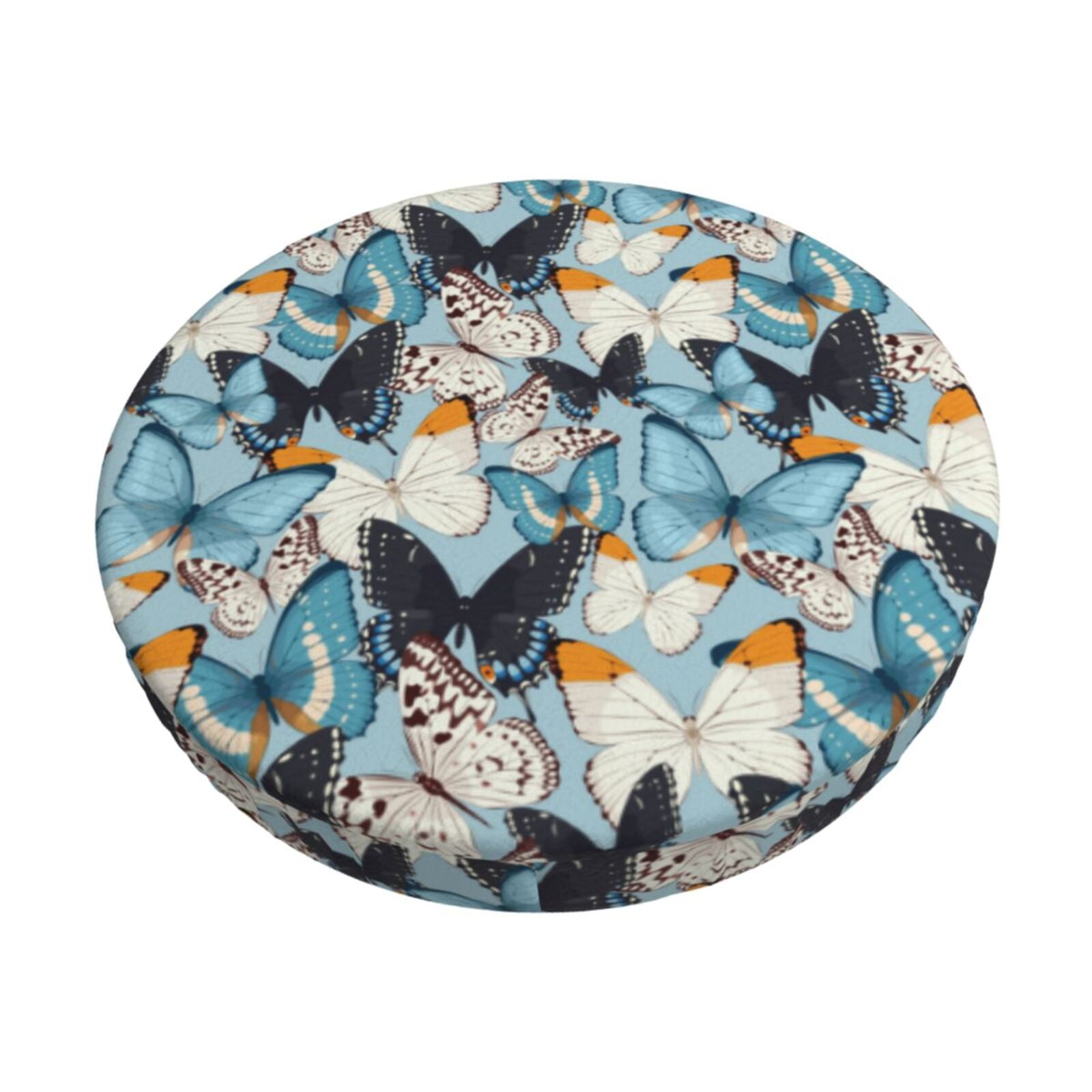 Derioi Butterflys for Round Bar Chair Cushion Cover Round Stool Cover ...
