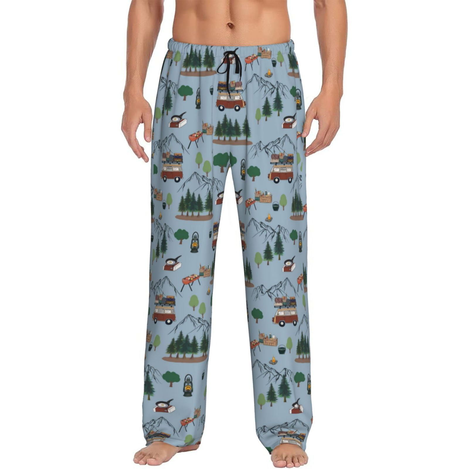 Derioi Camping Caravan for Men's Pajama Pants with Pockets and ...