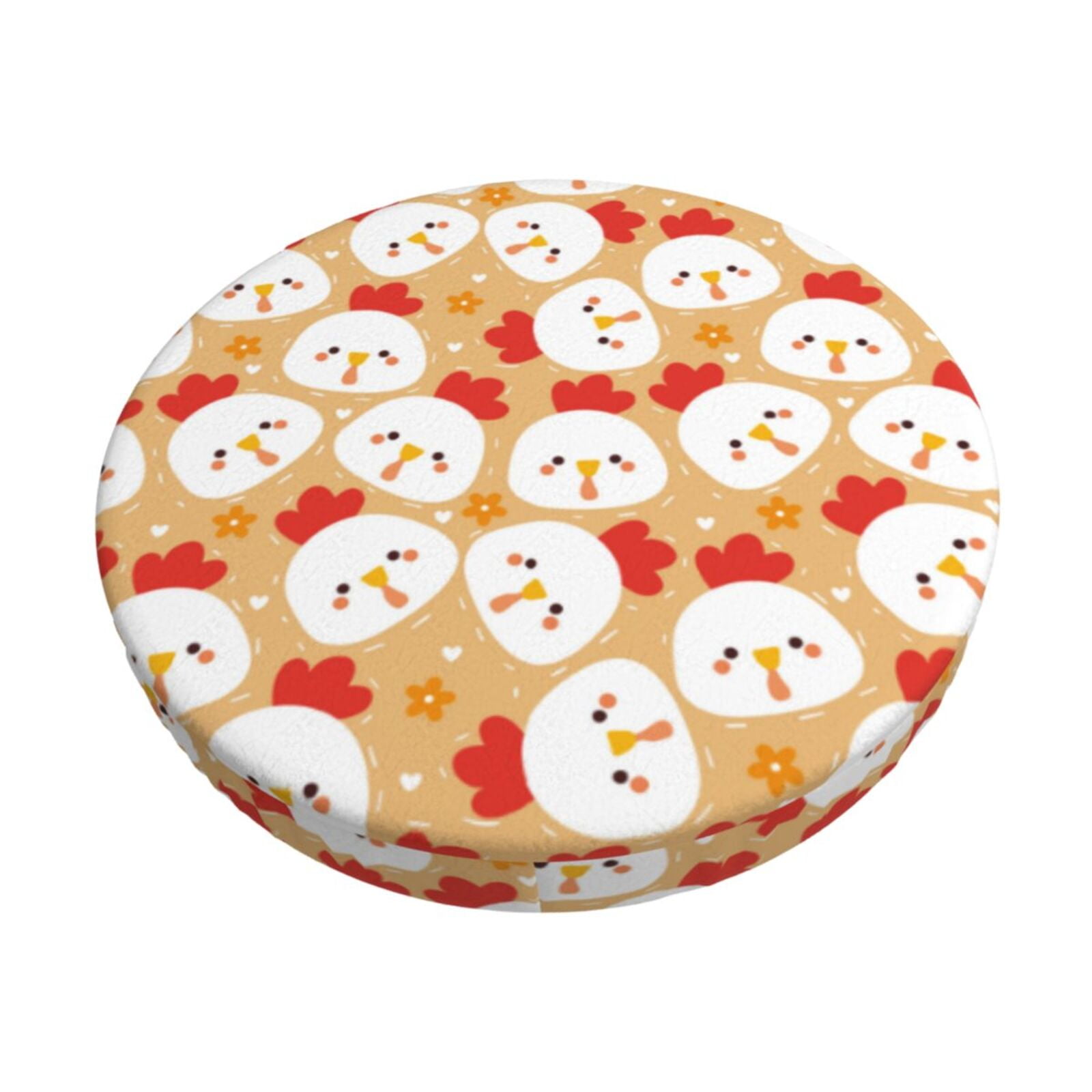 Derioi Cartoon Chicken for Round Bar Chair Cushion Cover Round Stool Cover Perfect Fit for Round ...