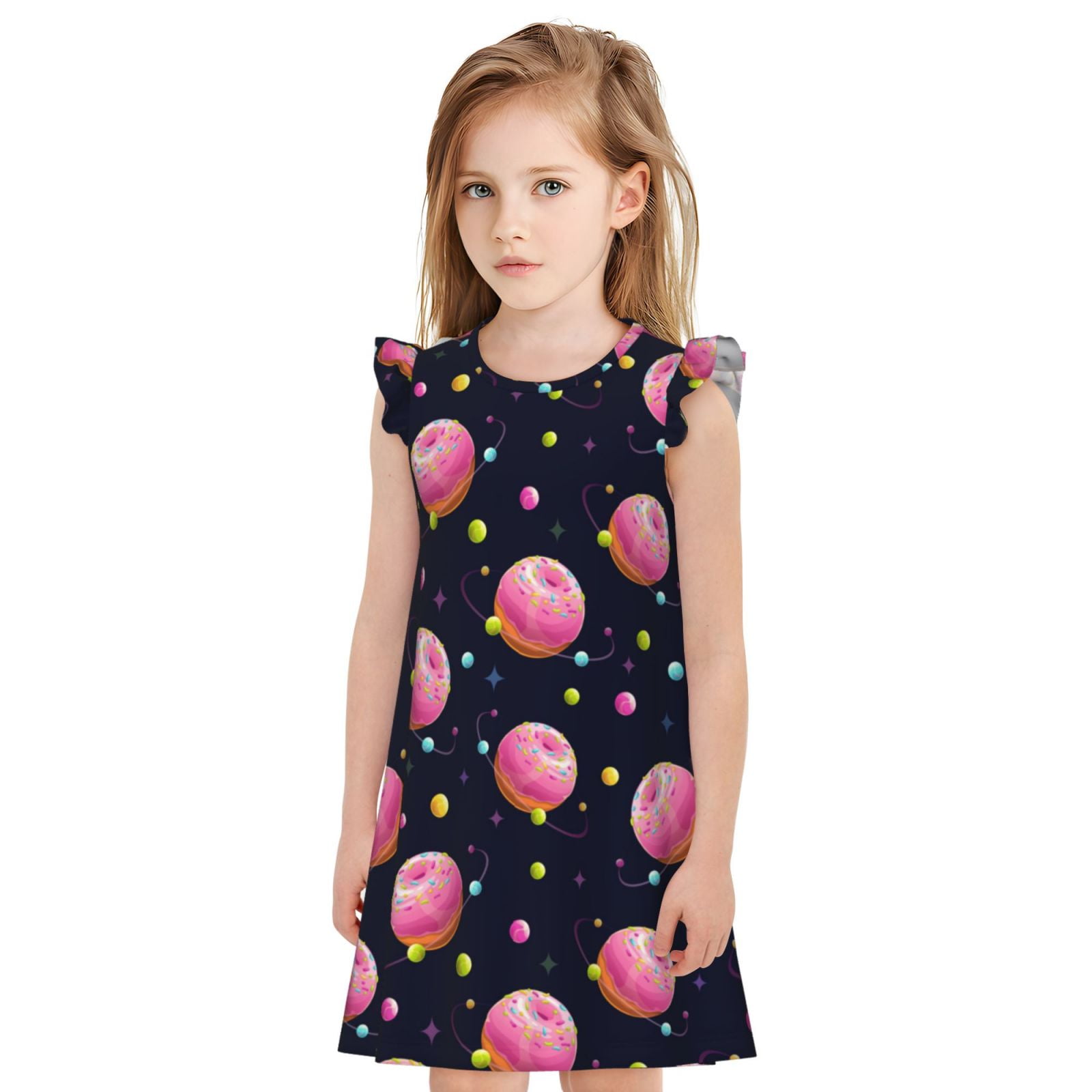 Derioi Cartoon Donut Planets for Girls Nightgowns Night Dress Sleepwear ...