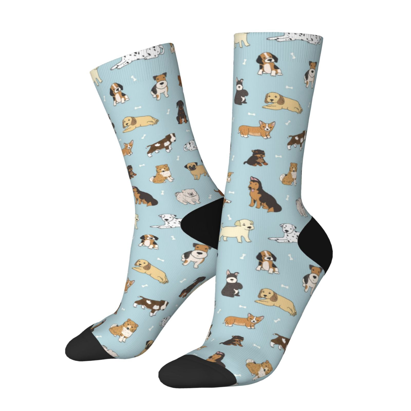 Derioi Cartoon Doodle Puppy Printed Middle Tube Socks for Adults for ...